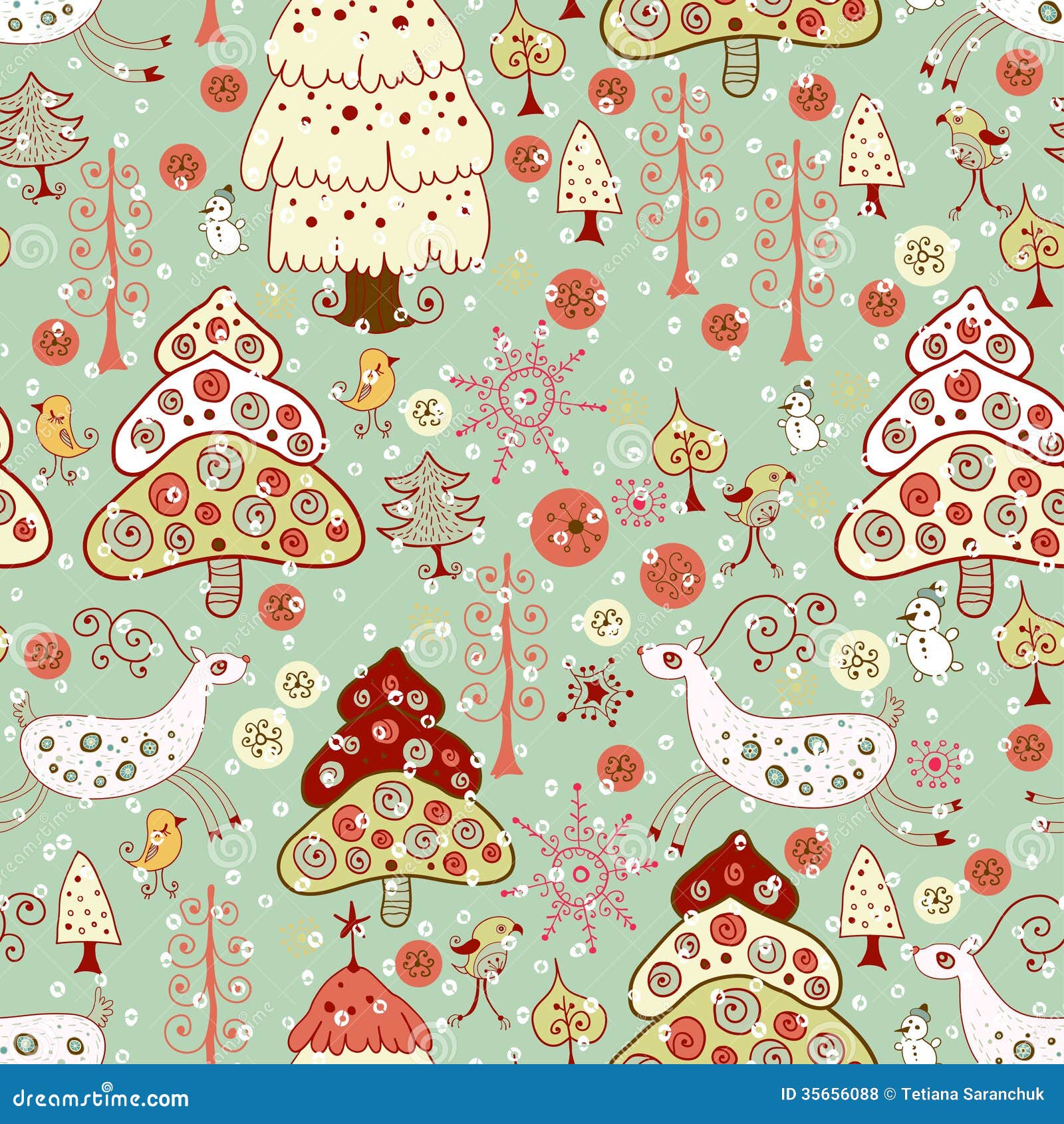 Winter Christmas Forest. Seamless Pattern Stock Vector - Illustration ...