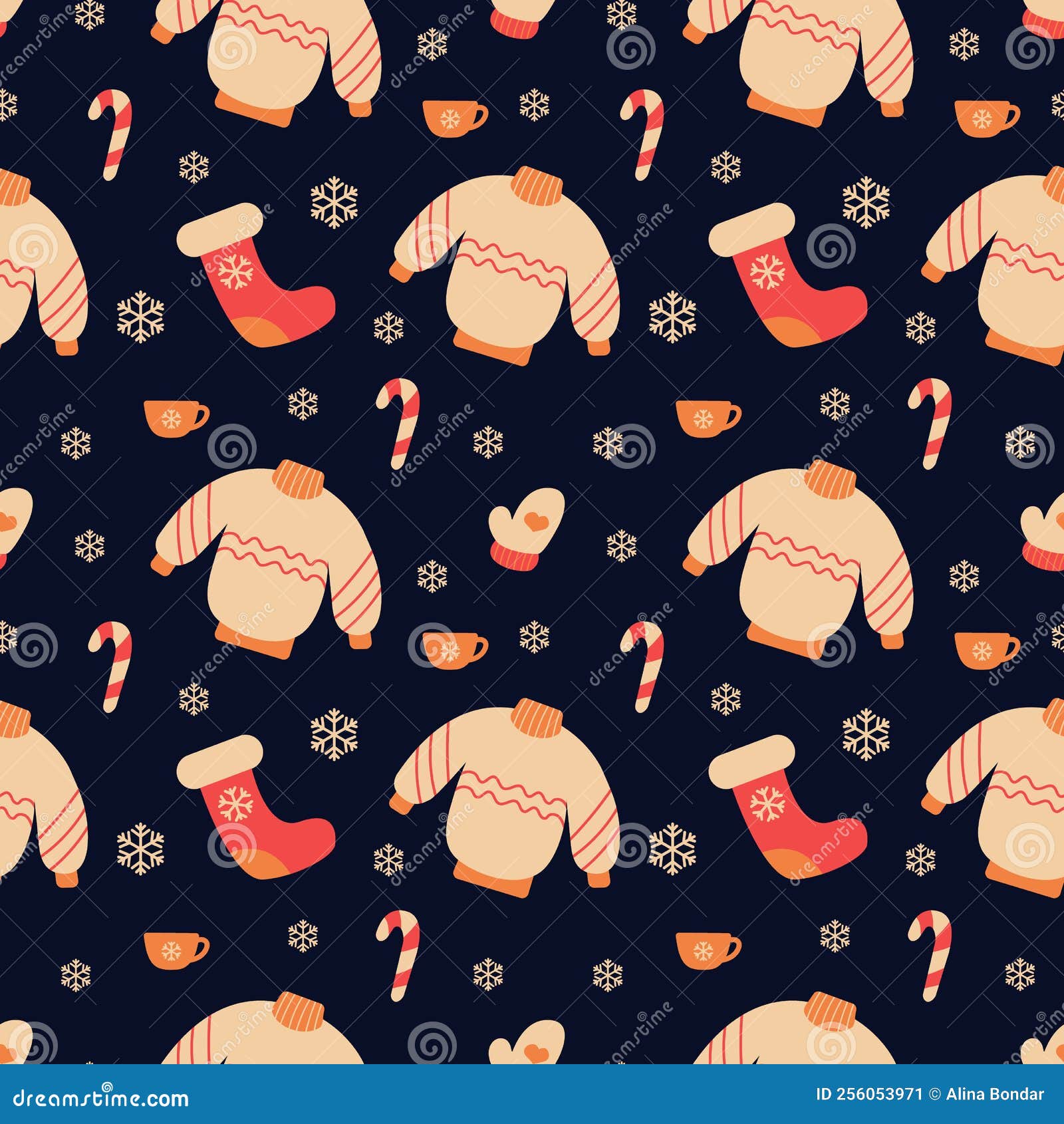 Winter Christmas Seamless Pattern. Holiday Design Creation Stock Vector ...