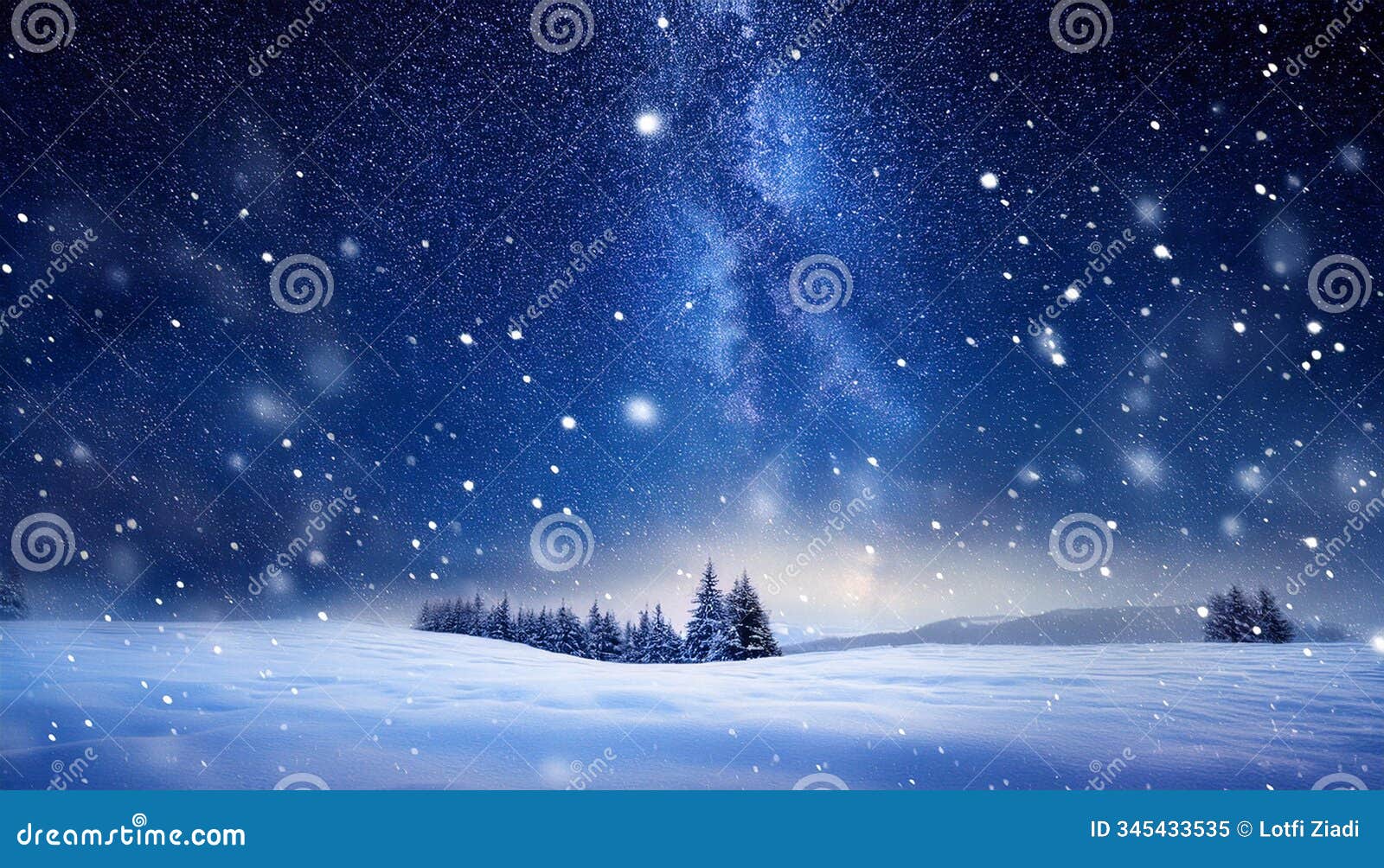 Winter Christmas Sky with Falling Snow Stock Illustration ...