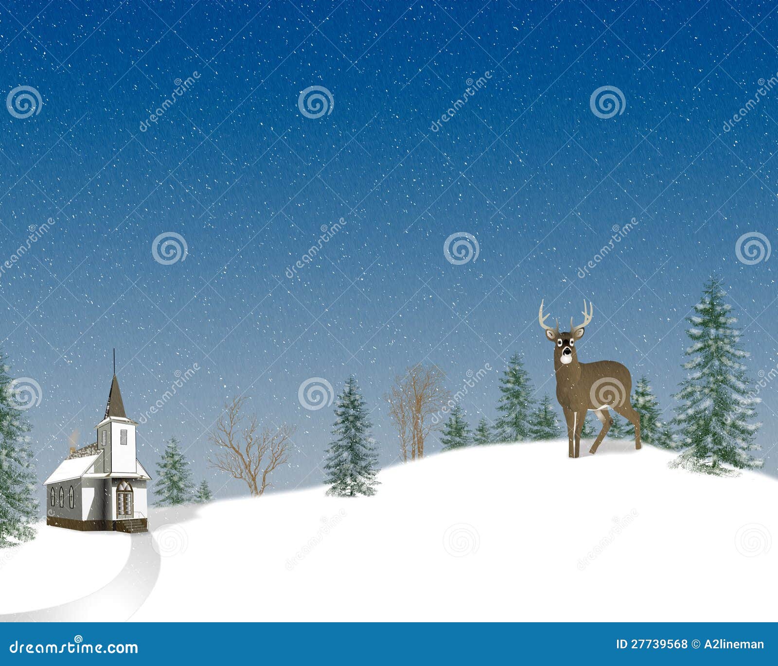 Winter church scene stock illustration. Illustration of snow - 27739568