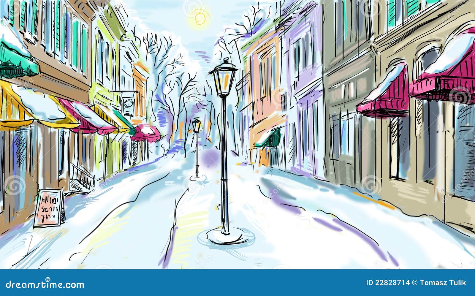 Winter city - illustration stock illustration. Illustration of creative ...