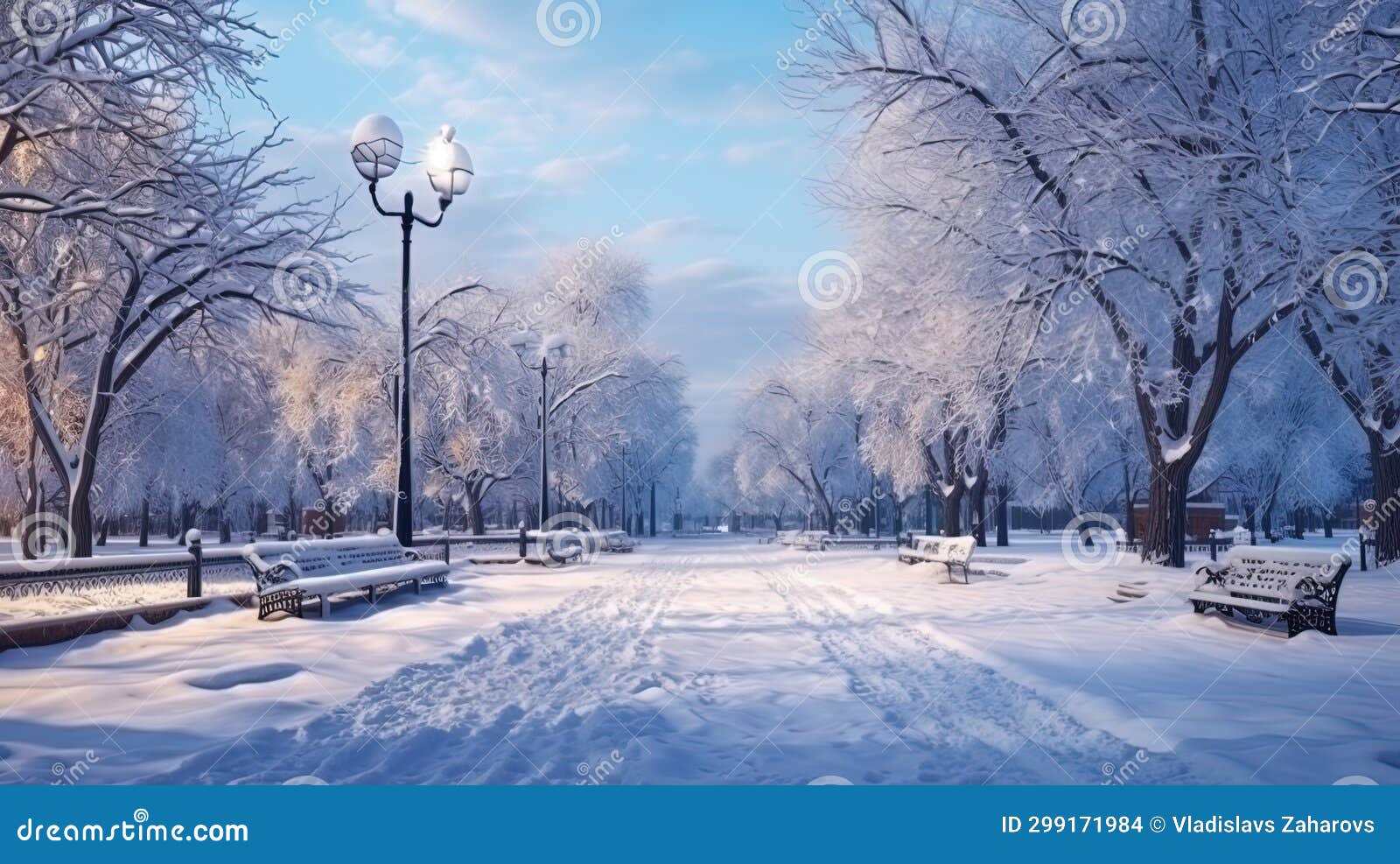 Winter City Landscape City Park in the Snow Stock Illustration ...