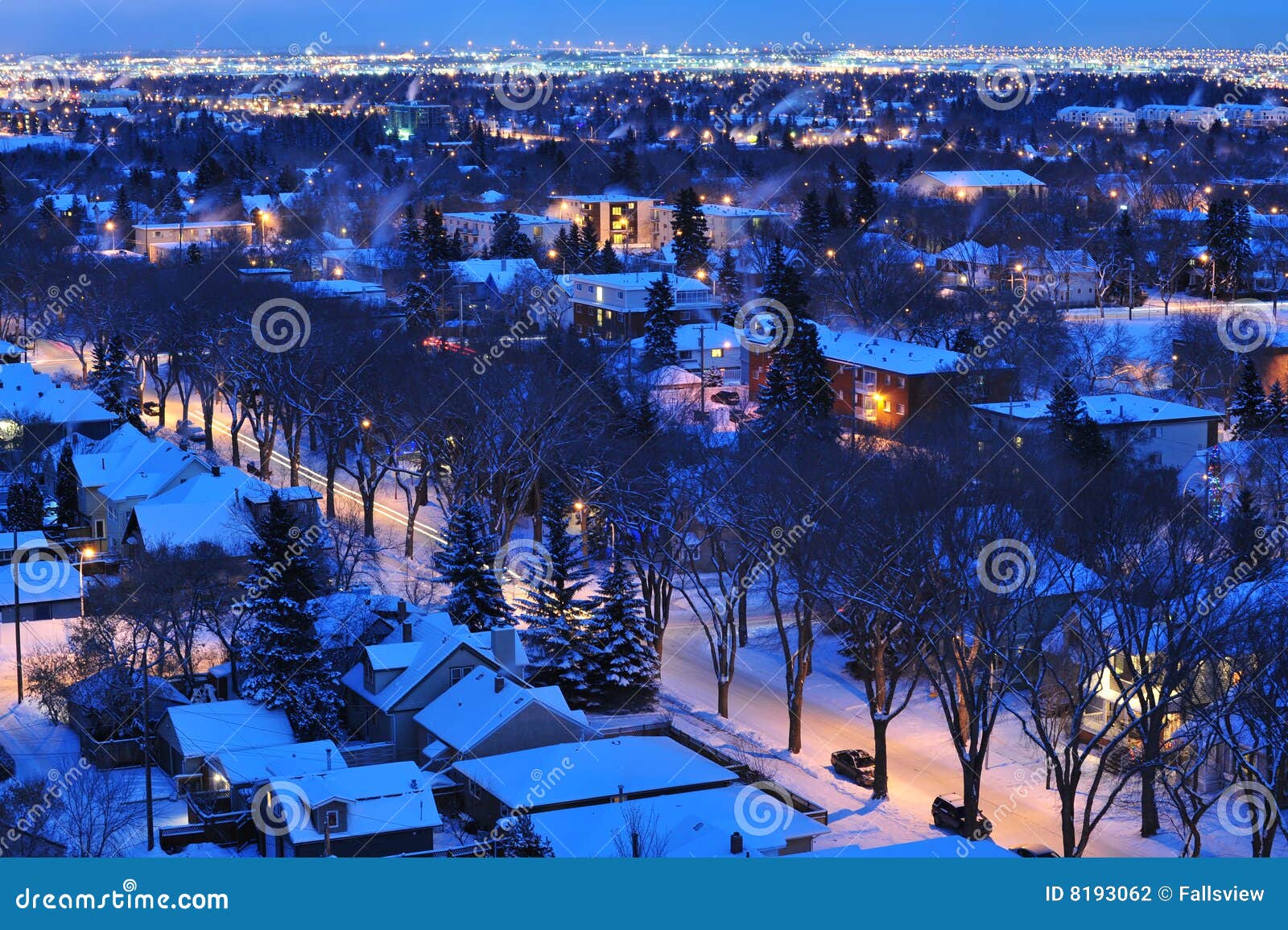 Winter city night stock photo. Image of field, illuminating - 8193062