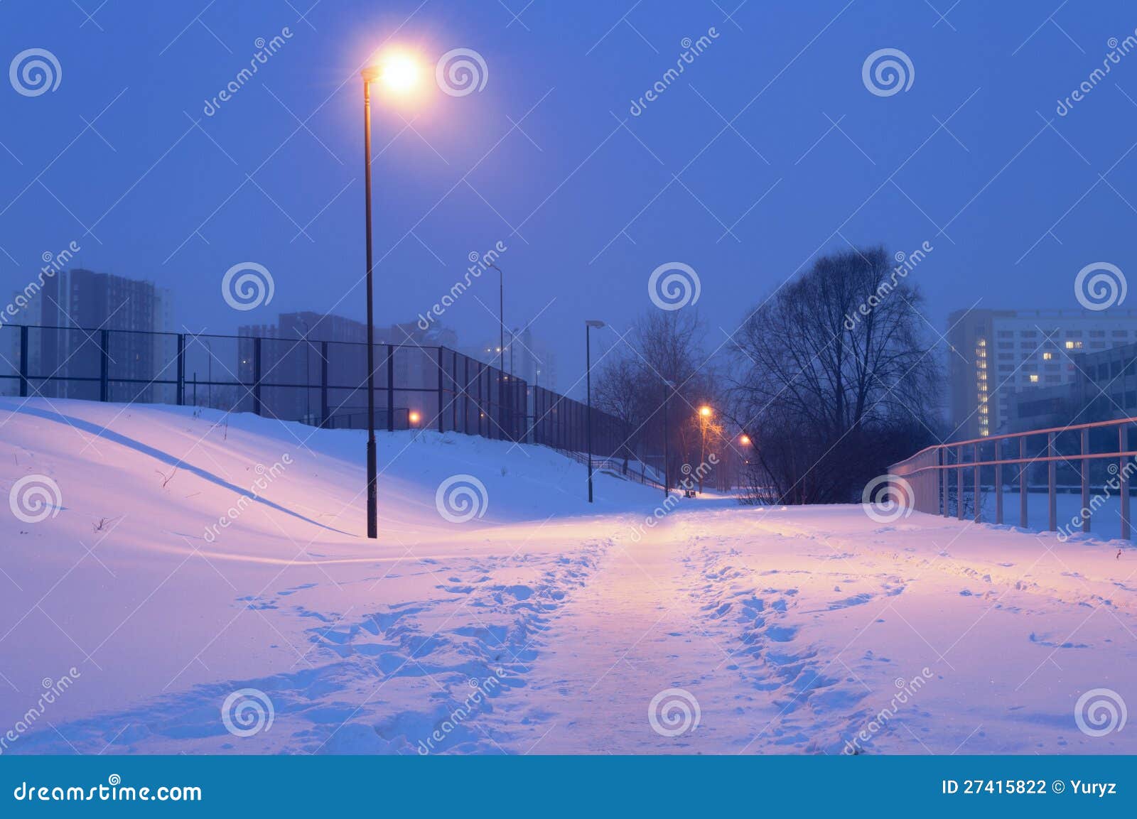 Winter city path stock photo. Image of illuminated, twilight - 27415822