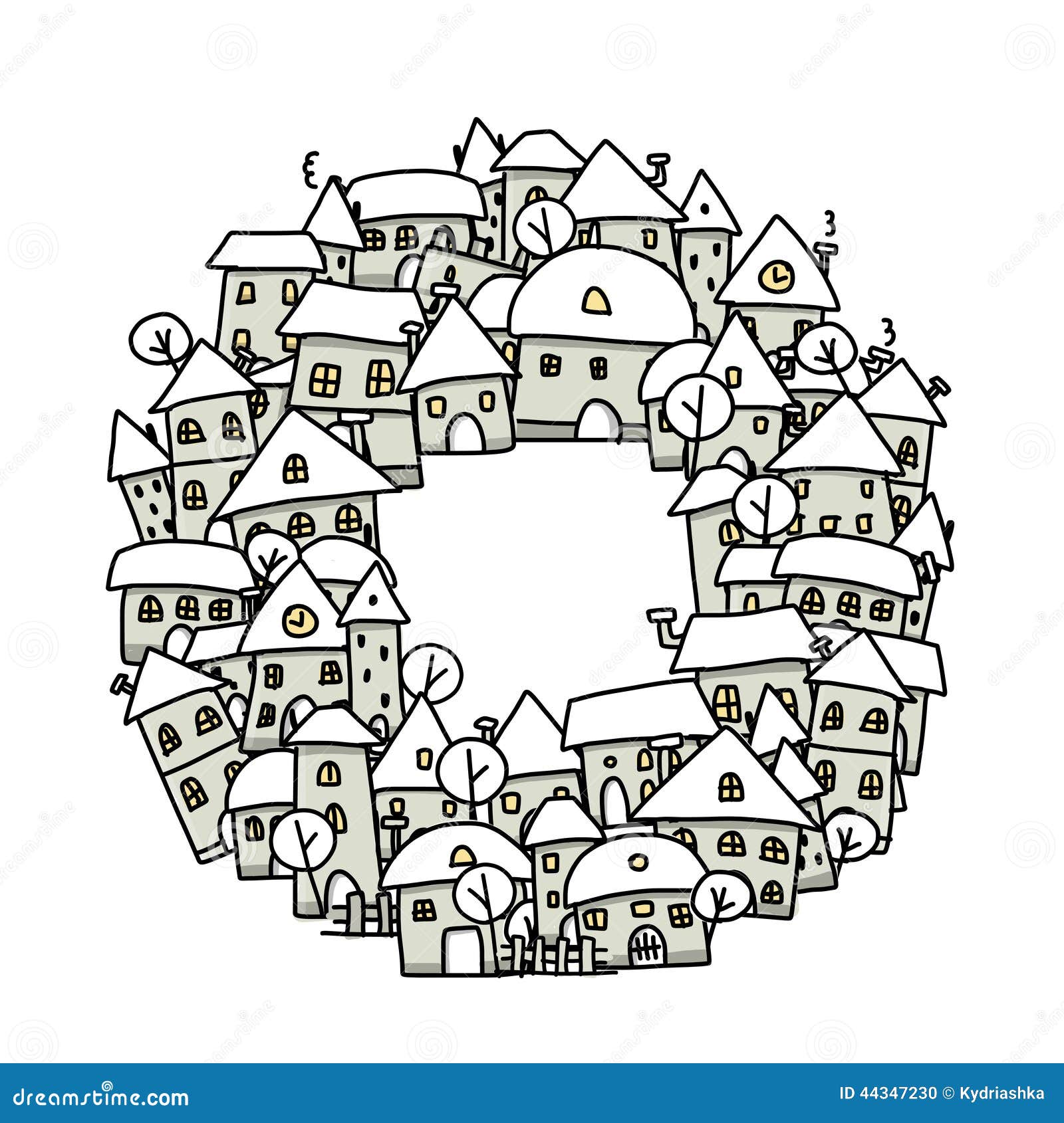 Winter City Sketch, Background for Your Design Stock Vector ...