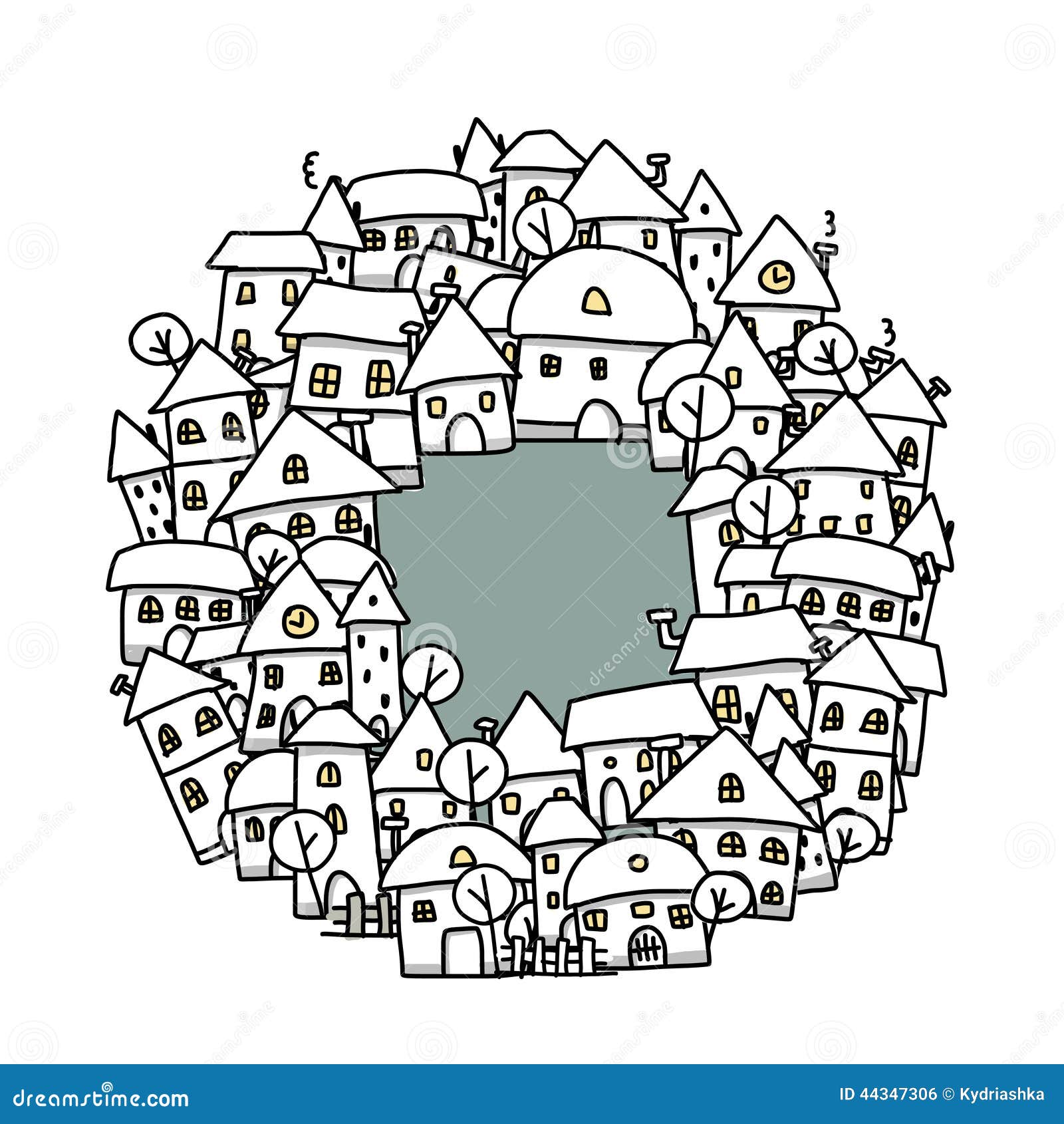 Winter City Sketch, Background for Your Design Stock Vector ...