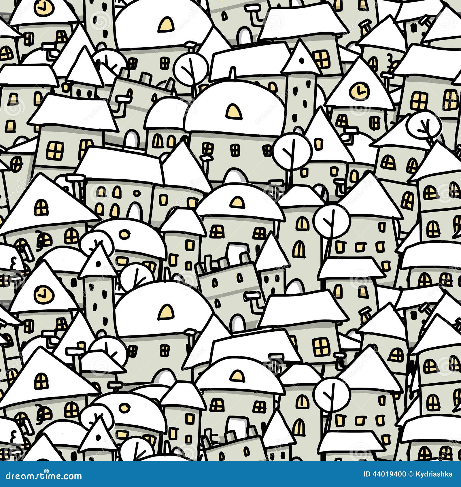 Winter City Sketch, Seamless Pattern for Your Stock Vector ...
