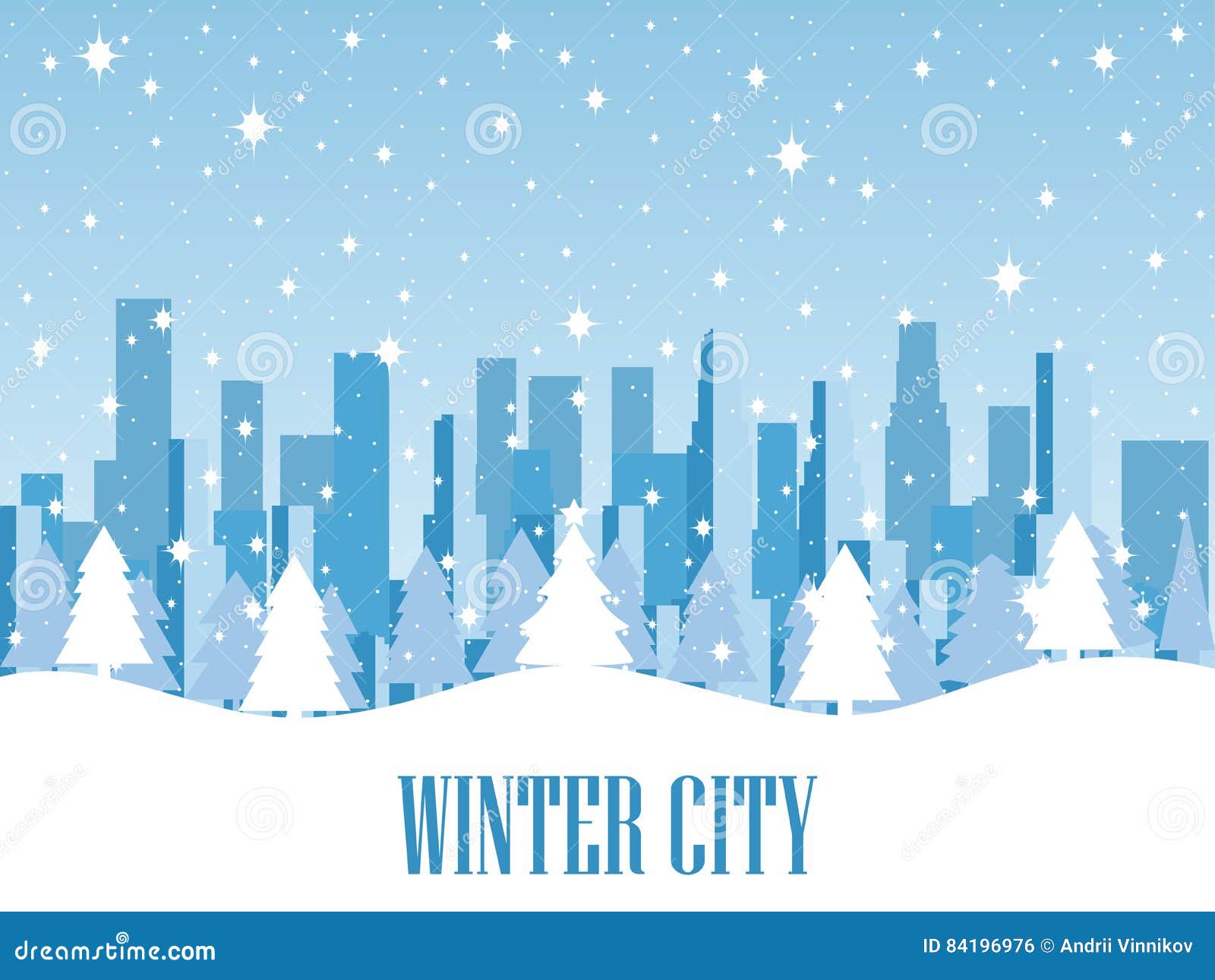 Winter City. Snow-covered Metropolis with Skyscrapers Stock Vector ...