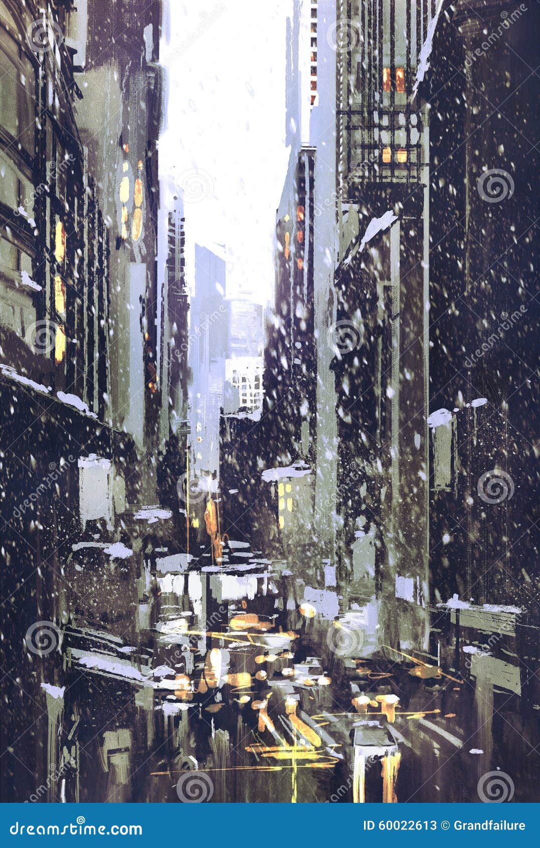 Winter city with snow stock illustration. Illustration of city - 60022613