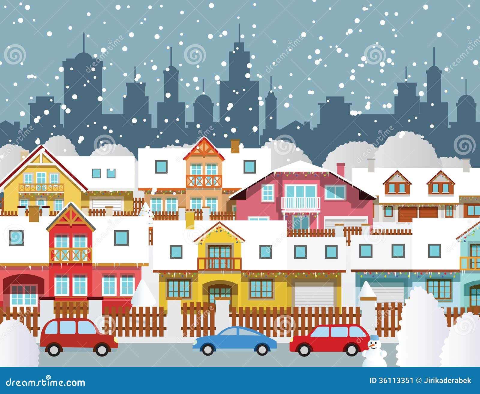 Winter in the city stock vector. Illustration of metropolis - 36113351