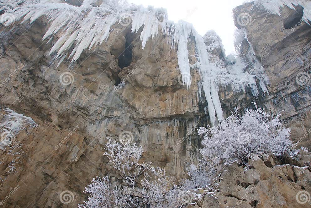 Winter cliff stock photo. Image of nature, white, rime - 64944948