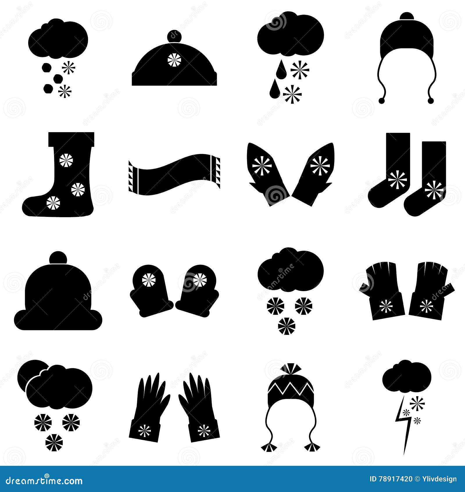 Winter Clothes Icons Set, Simple Style Stock Vector - Illustration of ...