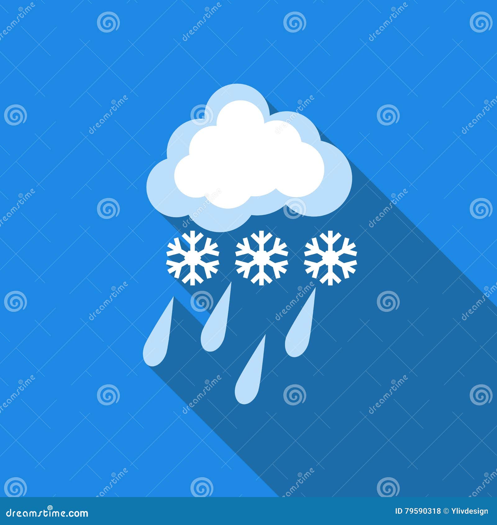 Winter Cloud Snow Day Icon, Flat Style Stock Vector - Illustration of ...