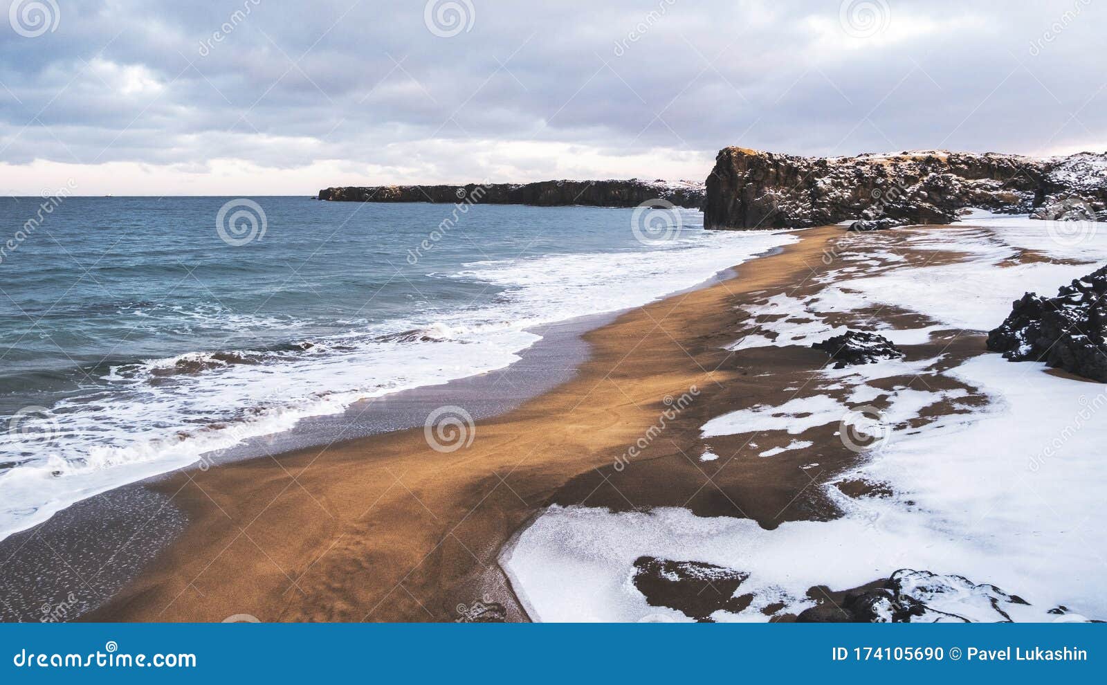 Winter Coast of the Atlantic Ocean in Iceland Stock Photo - Image of ...