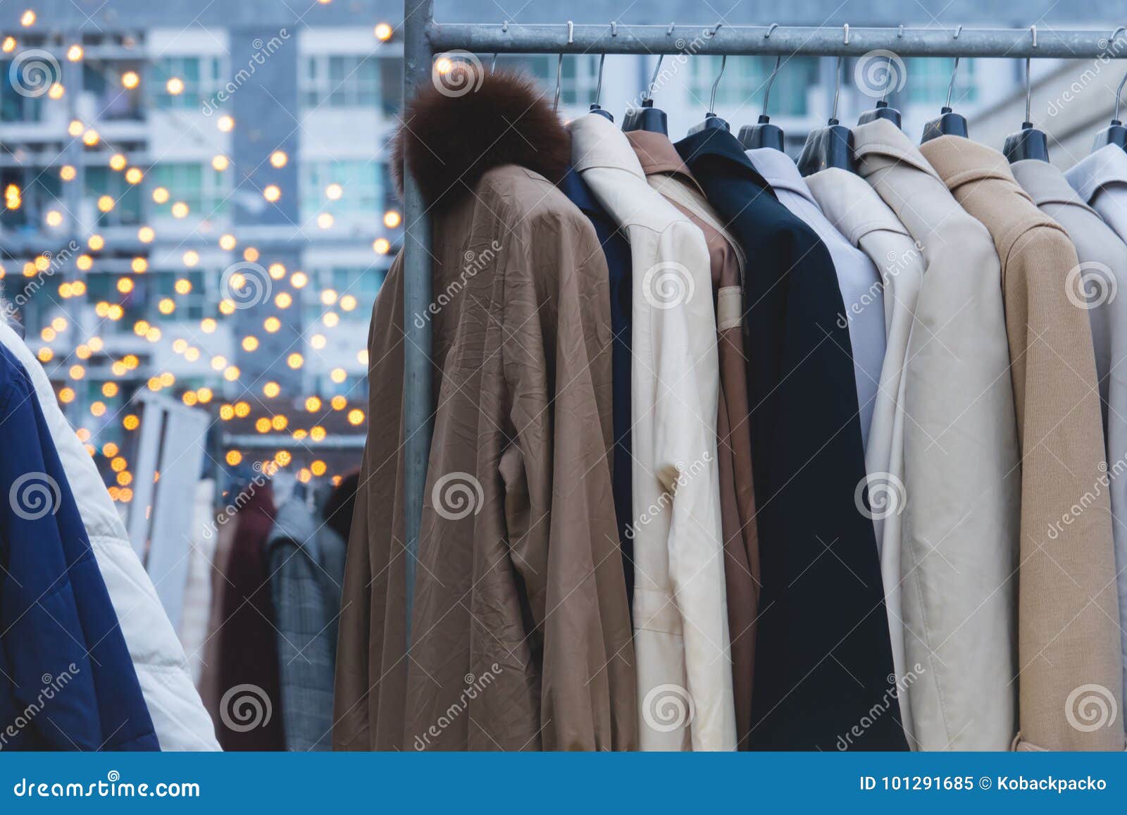 Winter Coats Hanged on a Clothes Rack Stock Image - Image of choose ...