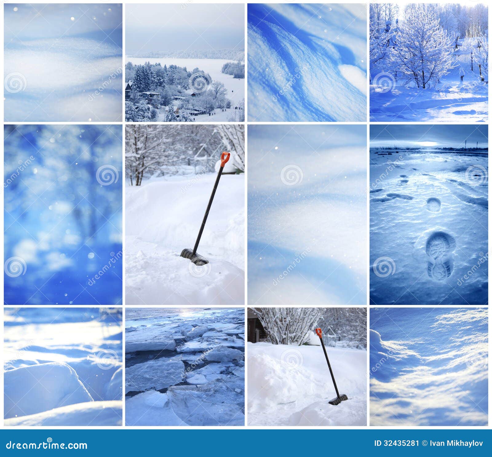 Winter Collage of Backgrounds Stock Image - Image of beautiful ...