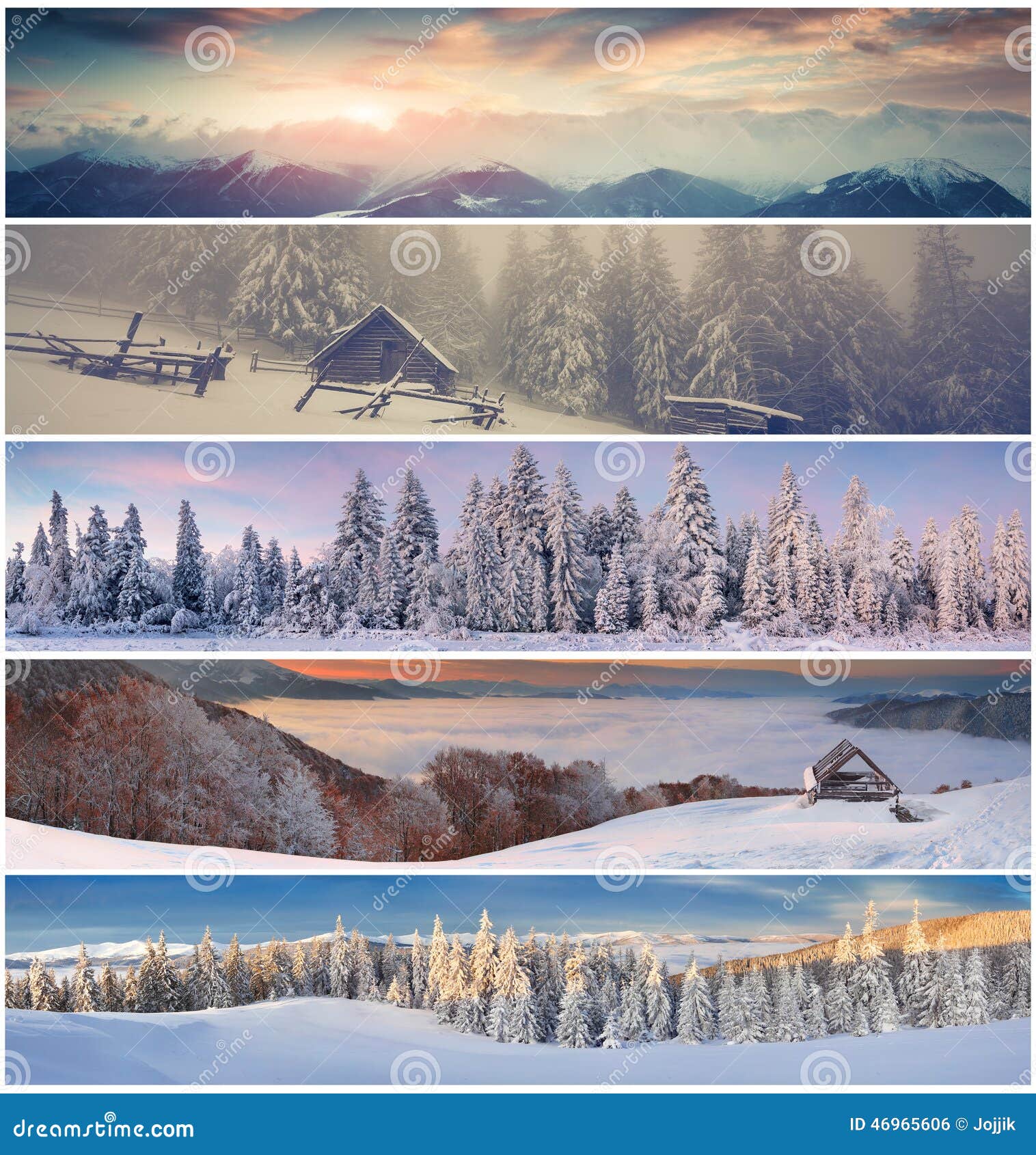 Winter Collage with Christmas Landscape for Banners. Stock Photo ...