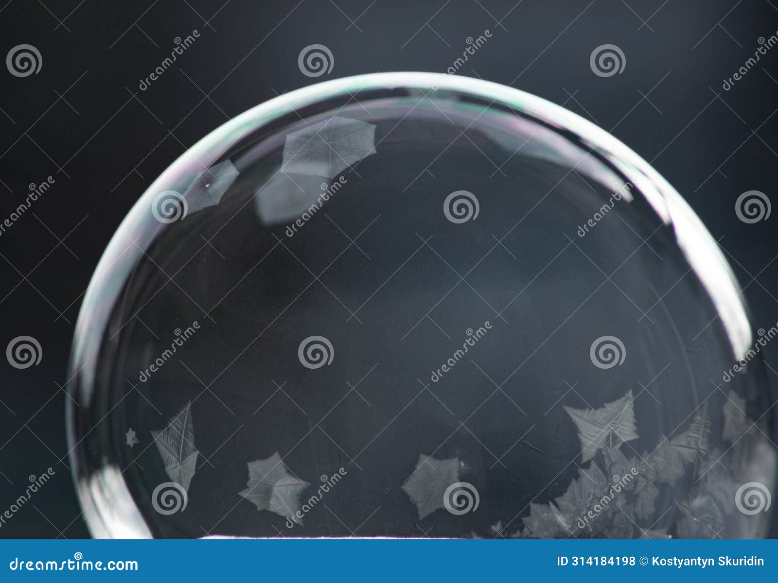 Winter Collage. a Transparent Soap Bubble Freezing in the Cold on a ...