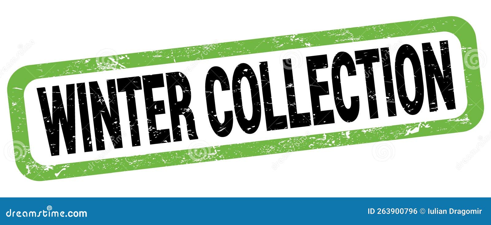 WINTER COLLECTION Text Written on Green-black Rectangle Stamp Stock ...