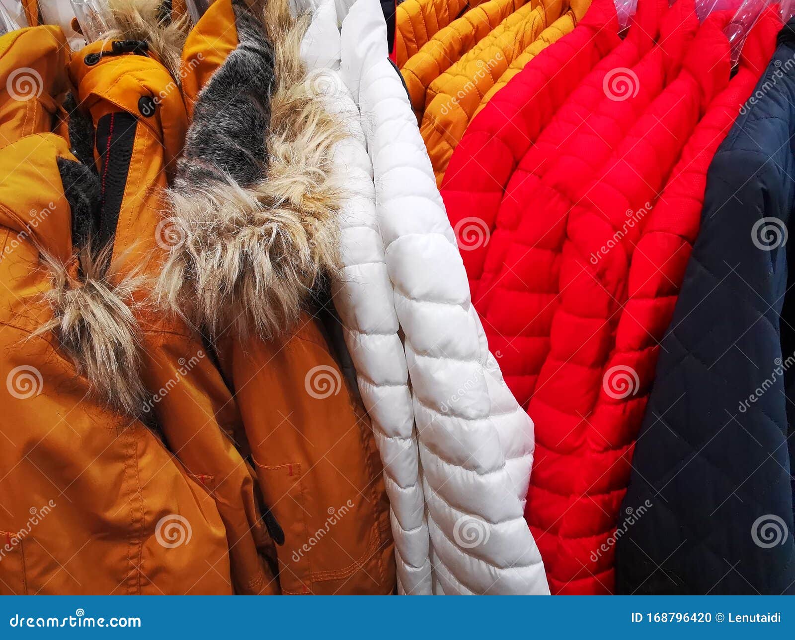 Winter Colored Jackets for Men Stock Photo - Image of colored, fabric ...