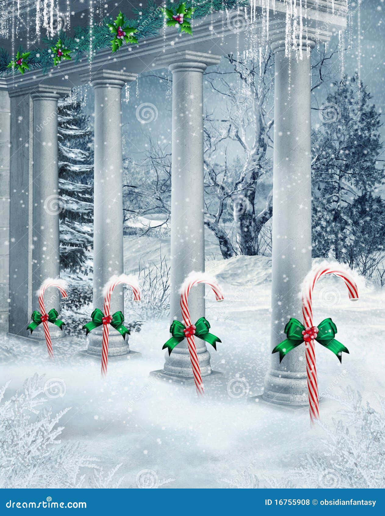 Winter columns stock illustration. Illustration of tree - 16755908