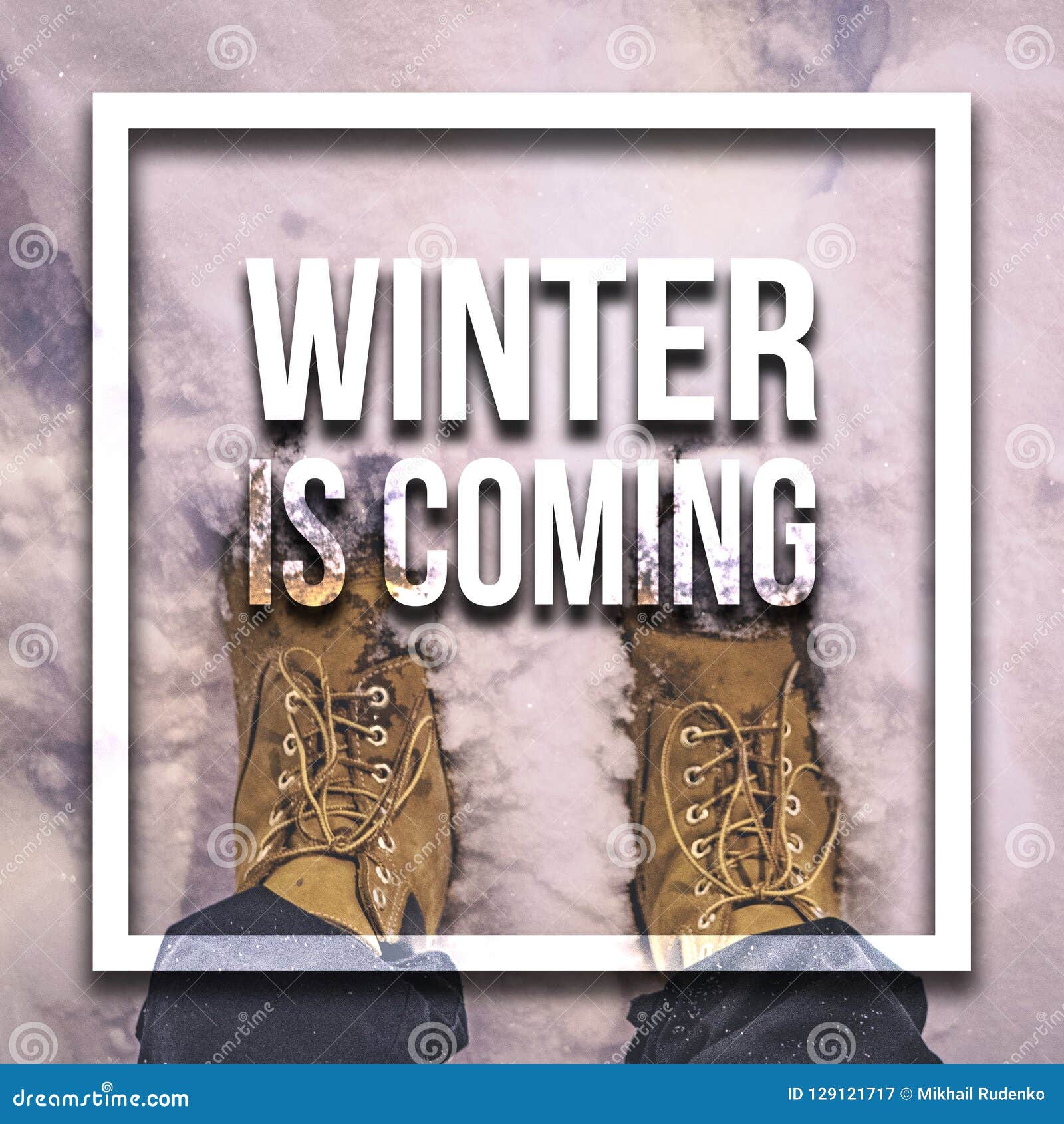 Winter is Coming Text Concept Over the Snowy Nature Scene Backgound F ...