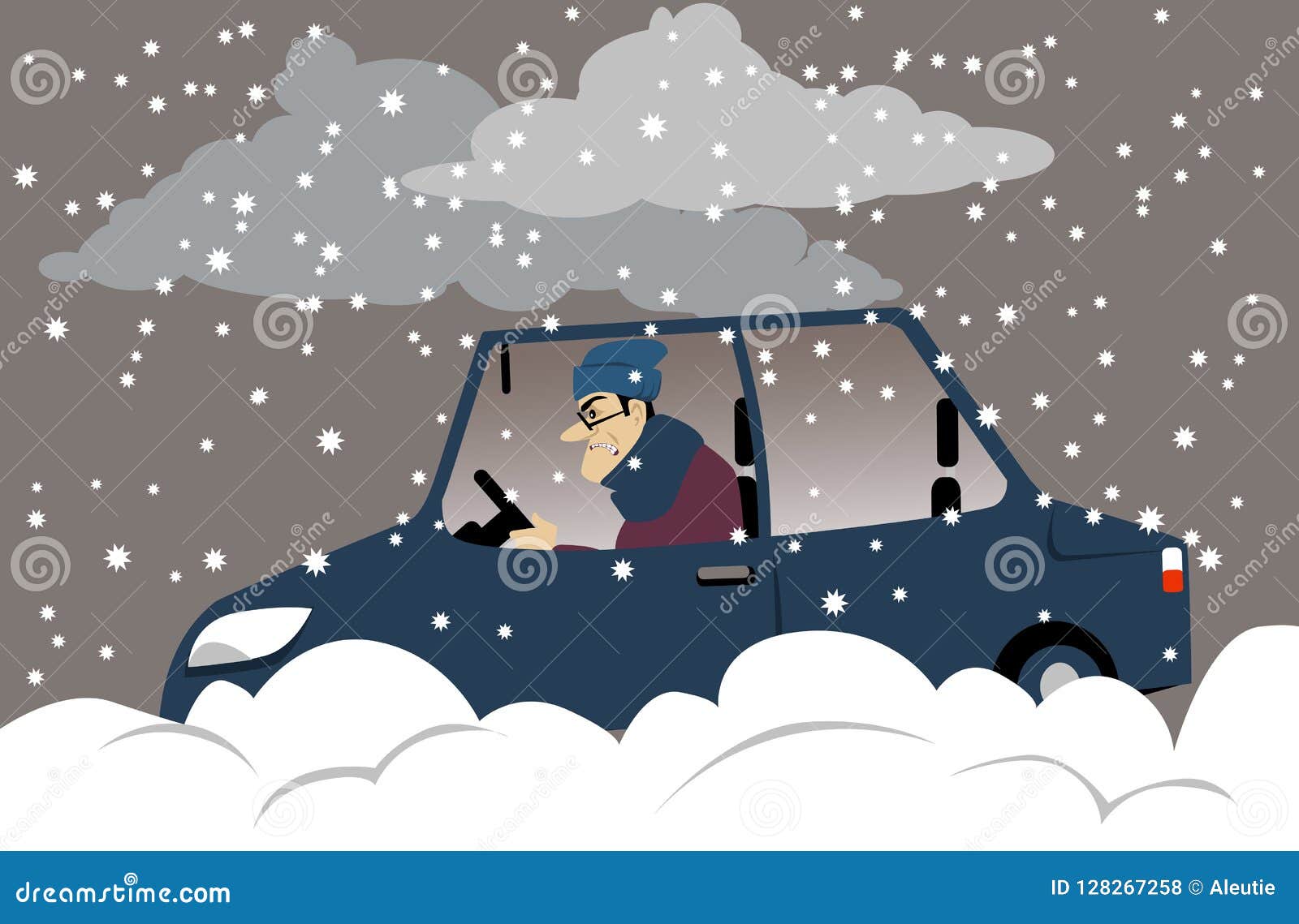 Winter commute problems stock vector. Illustration of motorist - 128267258