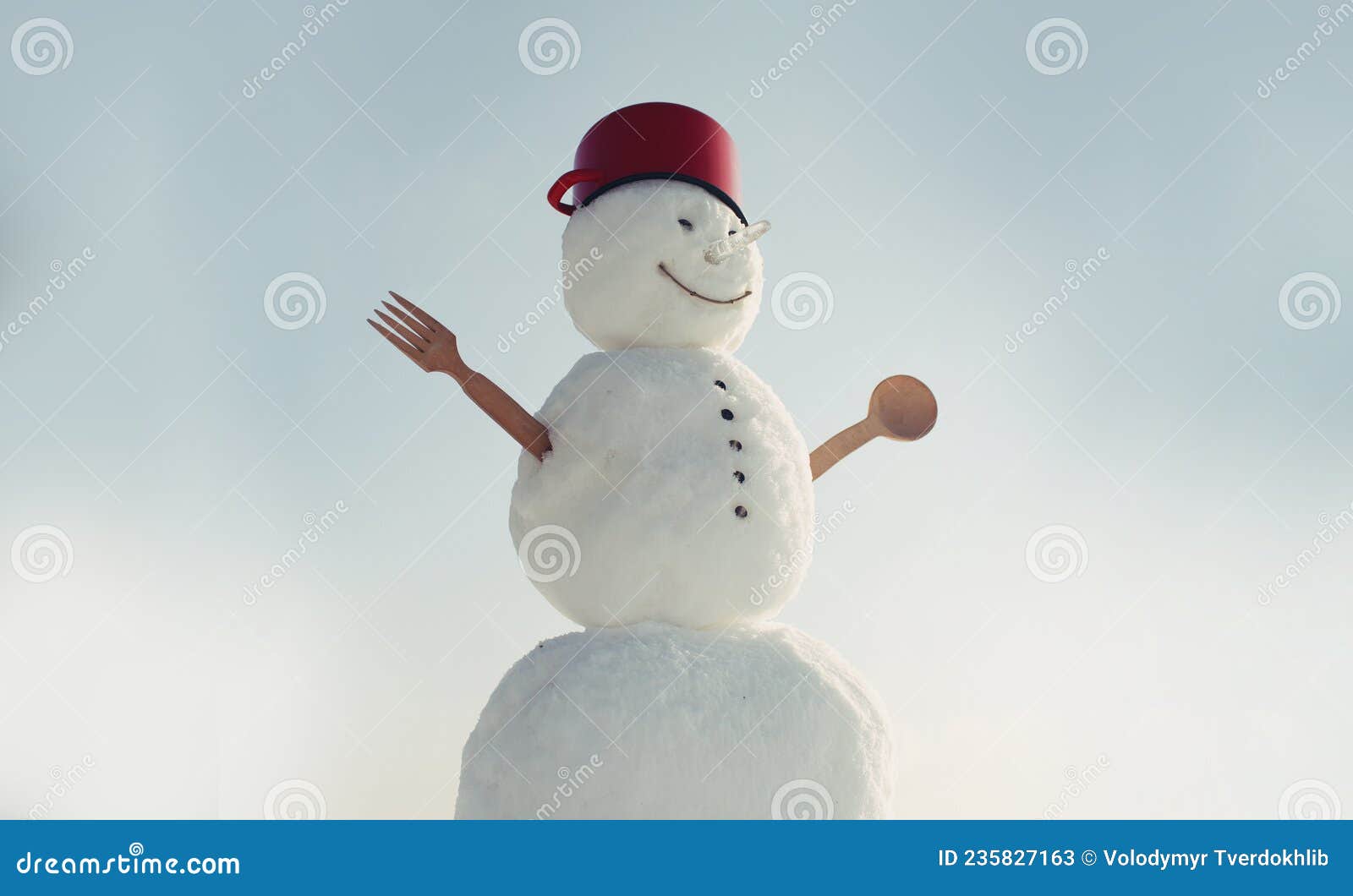 Winter Cooking. Snowman Chef from Snow with Pot Stock Image - Image of ...