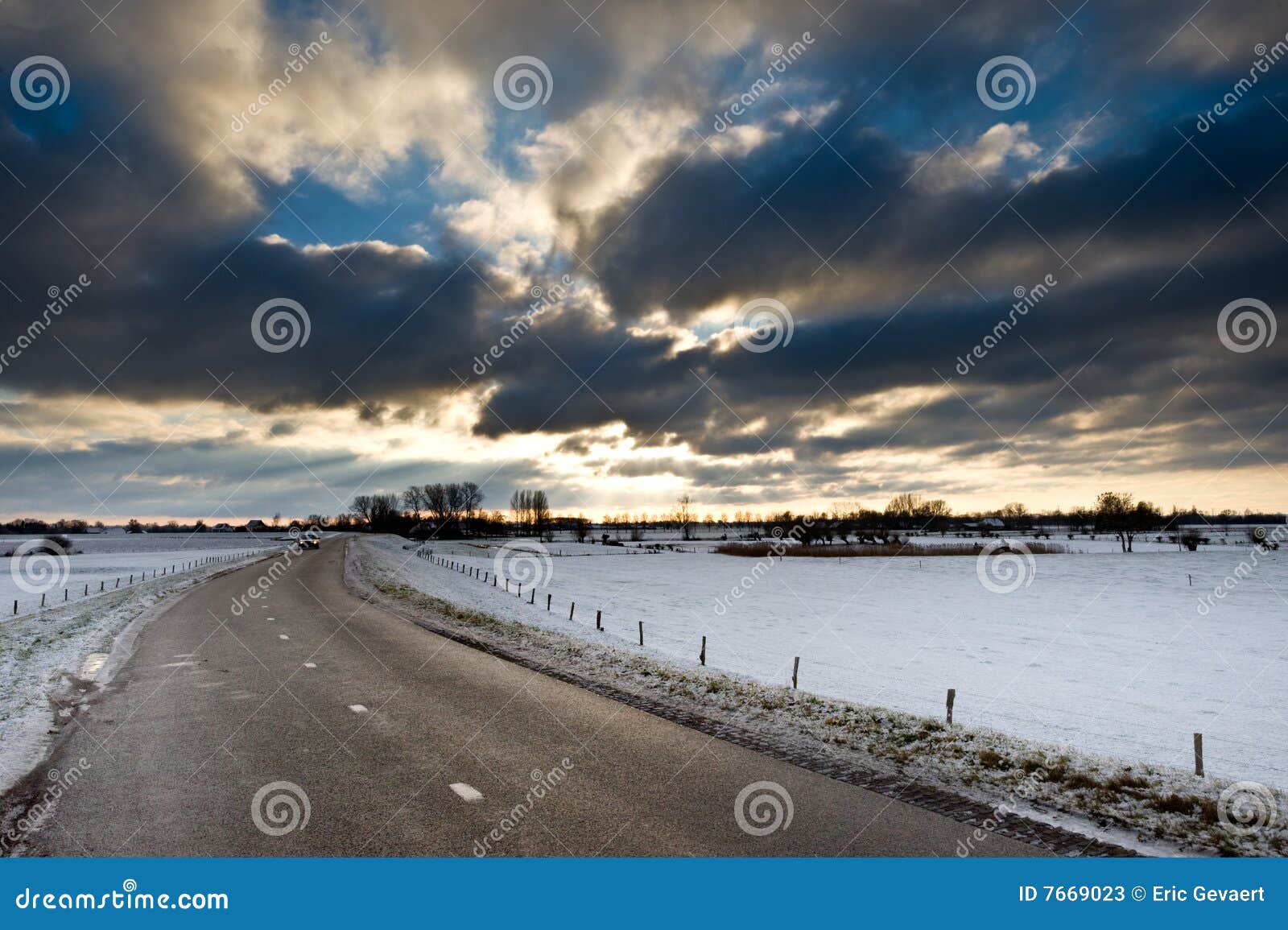 Winter country road stock image. Image of ijssel, farmland - 7669023