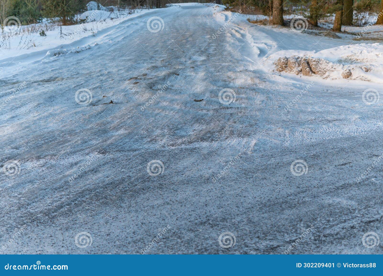 Winter Countryside Bumpy Road Covered with Ice Stock Image - Image of ...