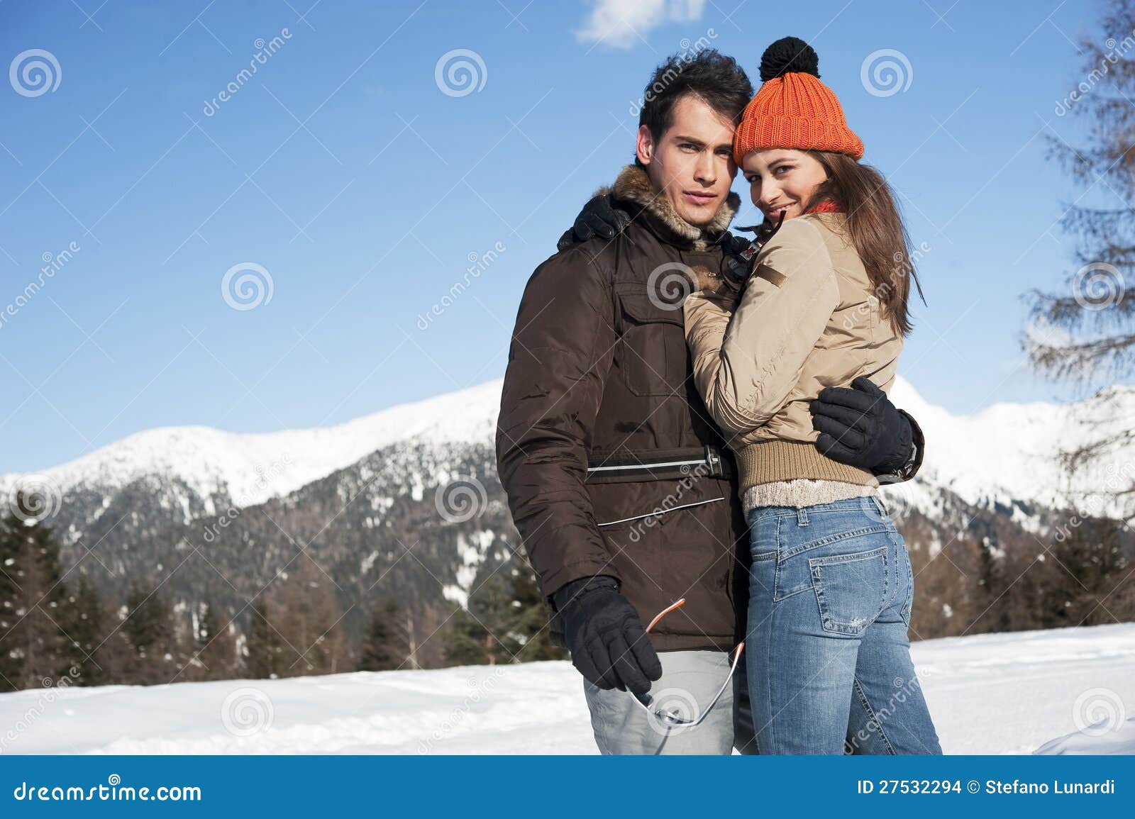 Winter couple stock photo. Image of copyspace, mountain - 27532294