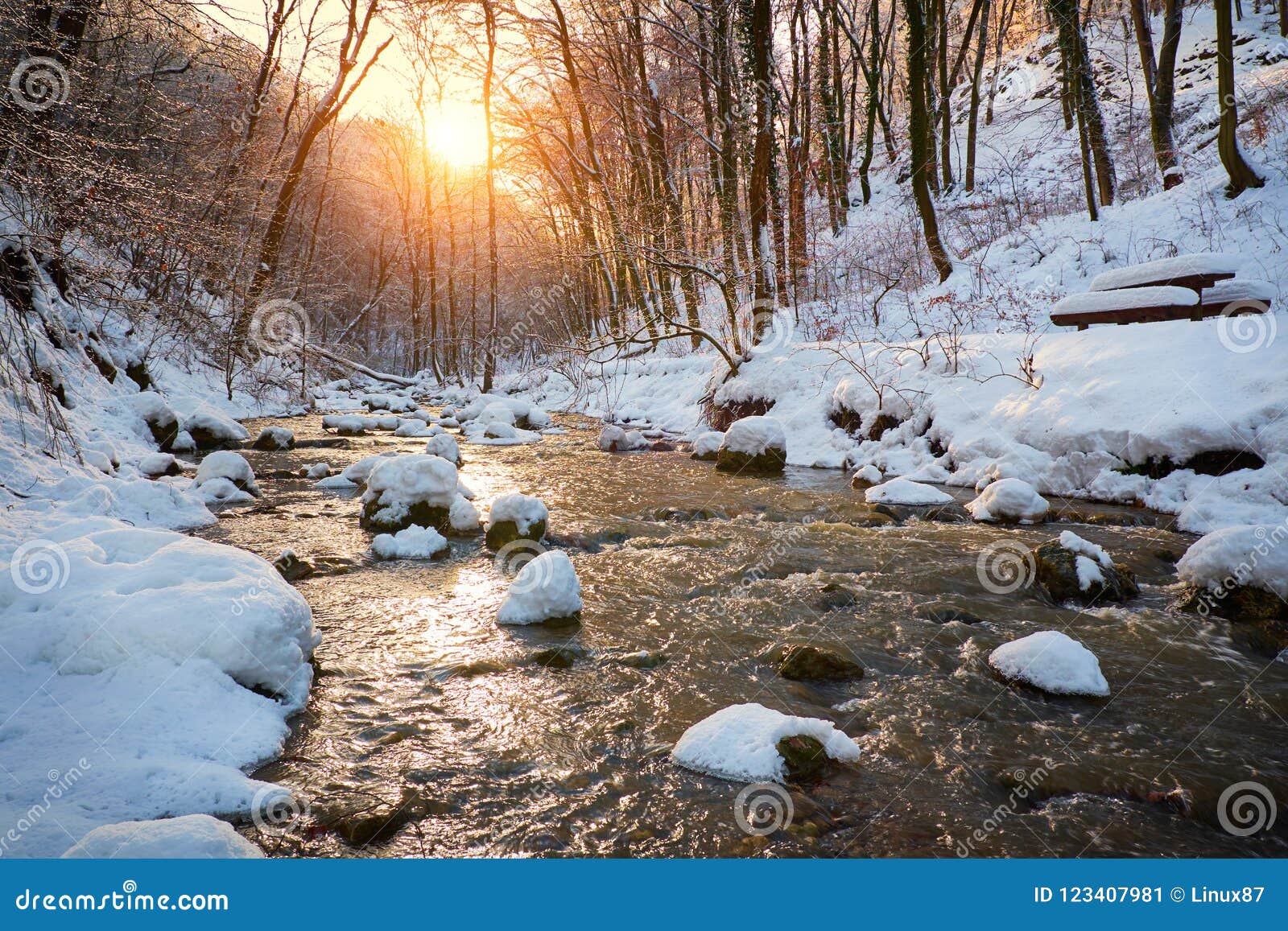Winter creek stock image. Image of cold, serene, amazing - 123407981