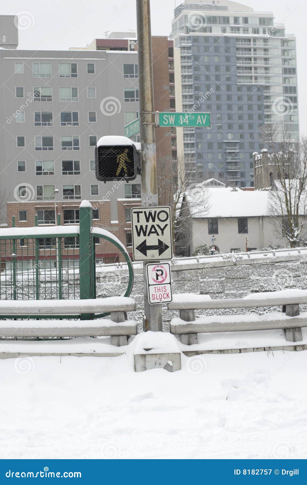Winter Crosswalk stock image. Image of street, urban, apartment - 8182757