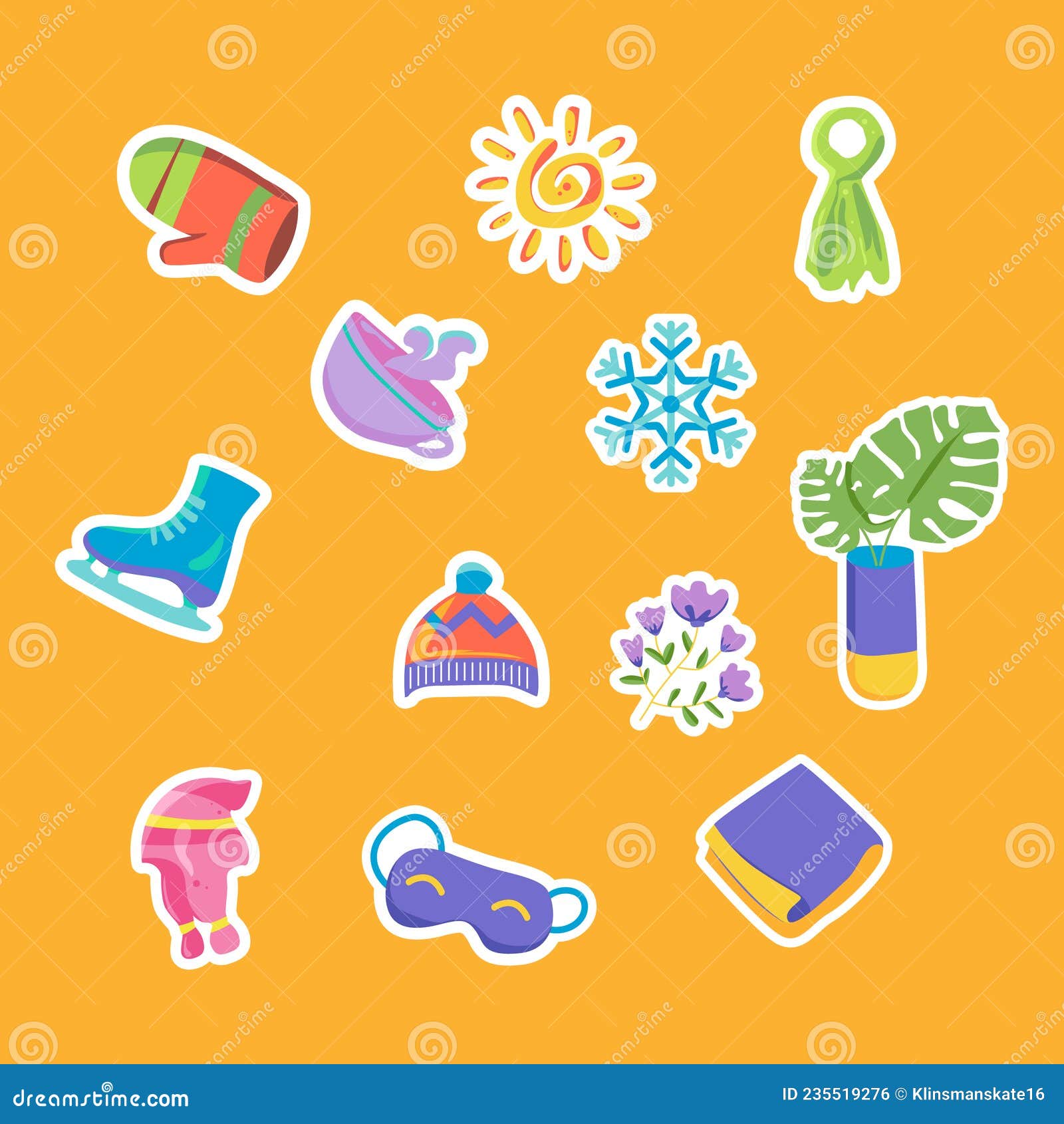 Winter Cutting Sticker Collection Design Stock Vector - Illustration of ...