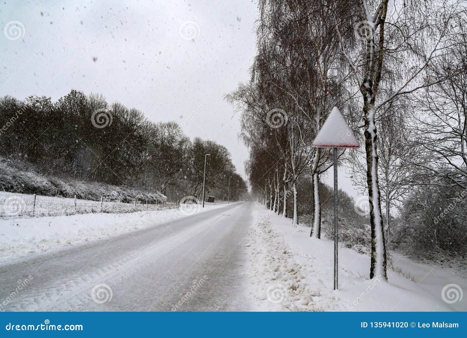 Winter. Dangerous Winter Road after Heavy Snowfall Stock Photo - Image ...