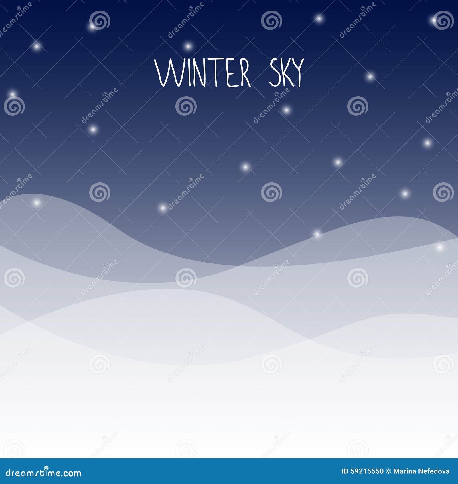 Winter Dark Night Sky and Snow with Text Stock Illustration ...