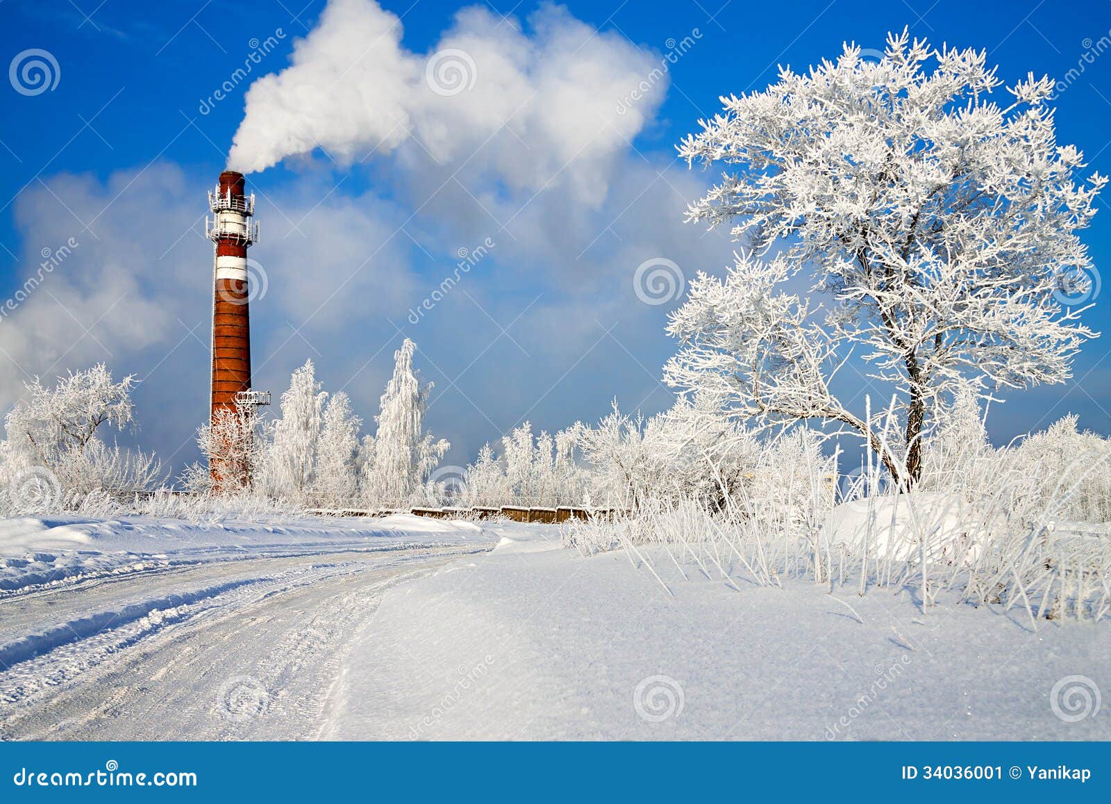Winter Day and Industrial Air Pollution Stock Image - Image of forest ...