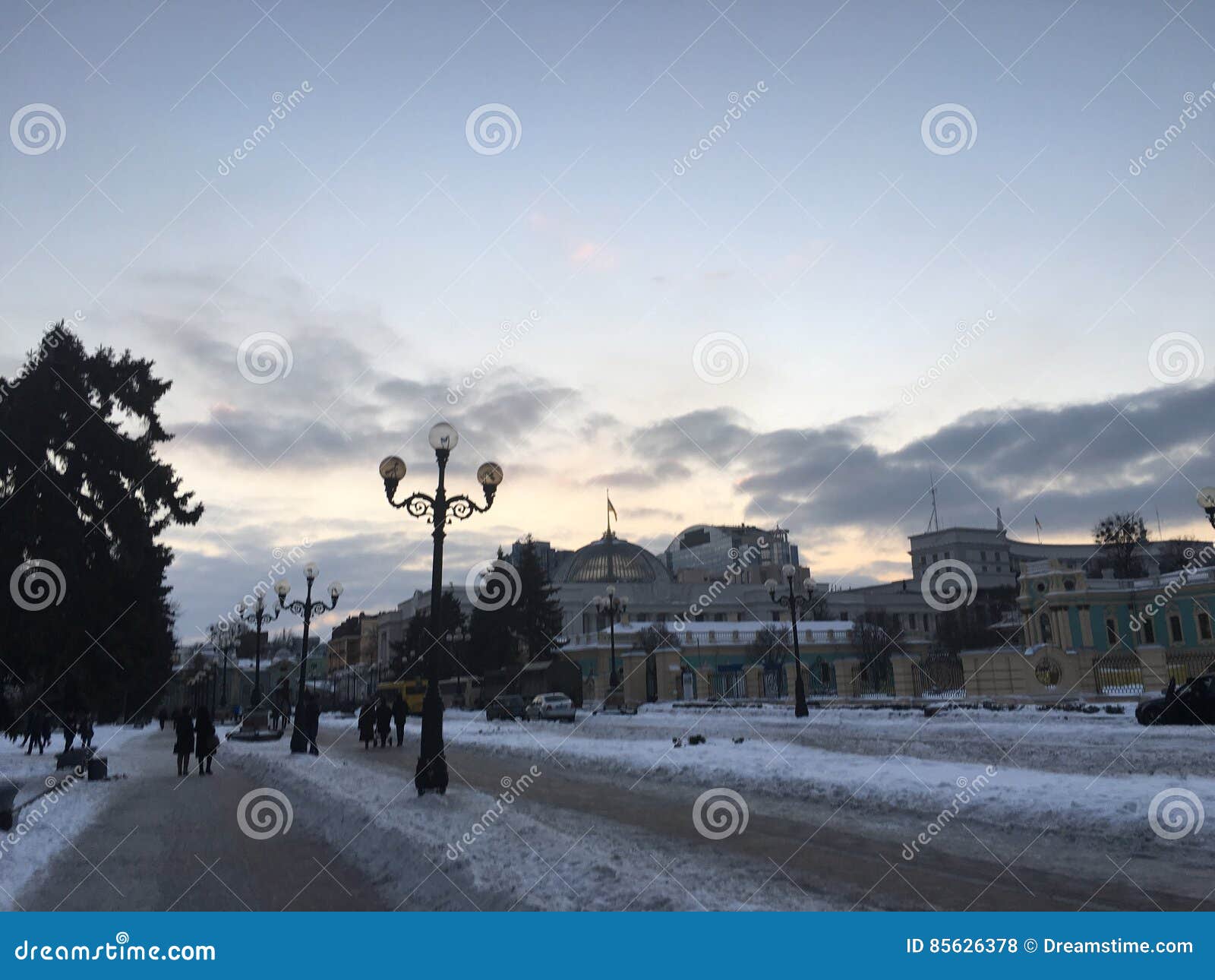 Winter day in Kiev stock photo. Image of kiev, snow, phenomenon - 85626378