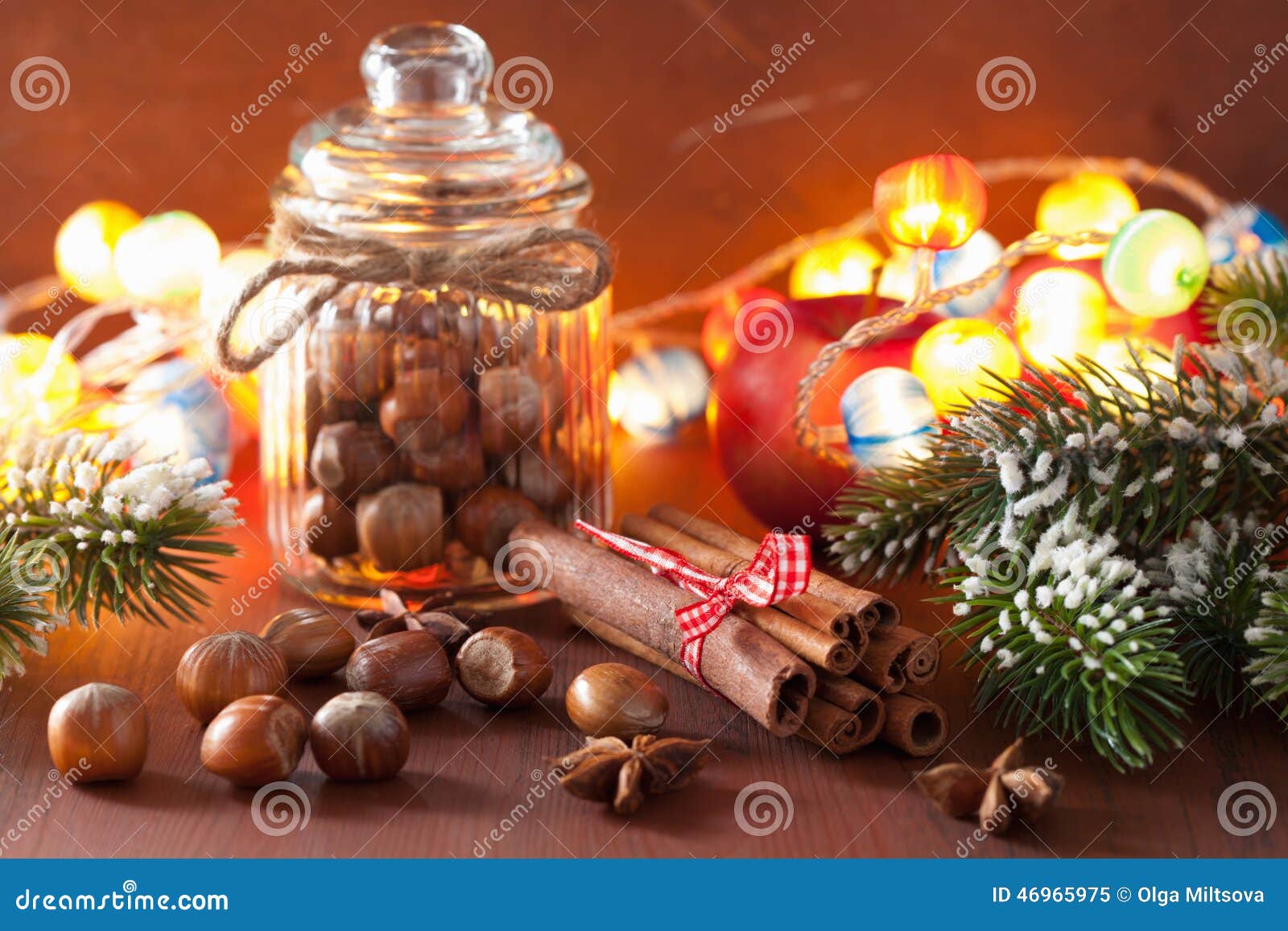 Winter Decoration Spices Cinnamon Christmas Tree Nuts Stock Image ...