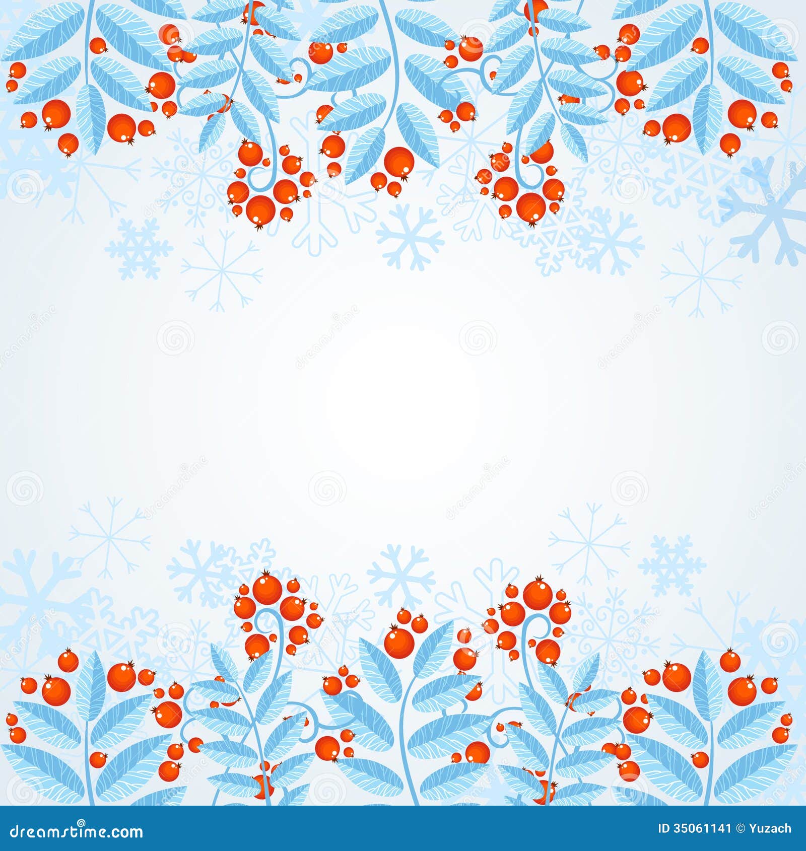 Winter Decorative Frame with Rowan Berries Stock Vector - Illustration ...
