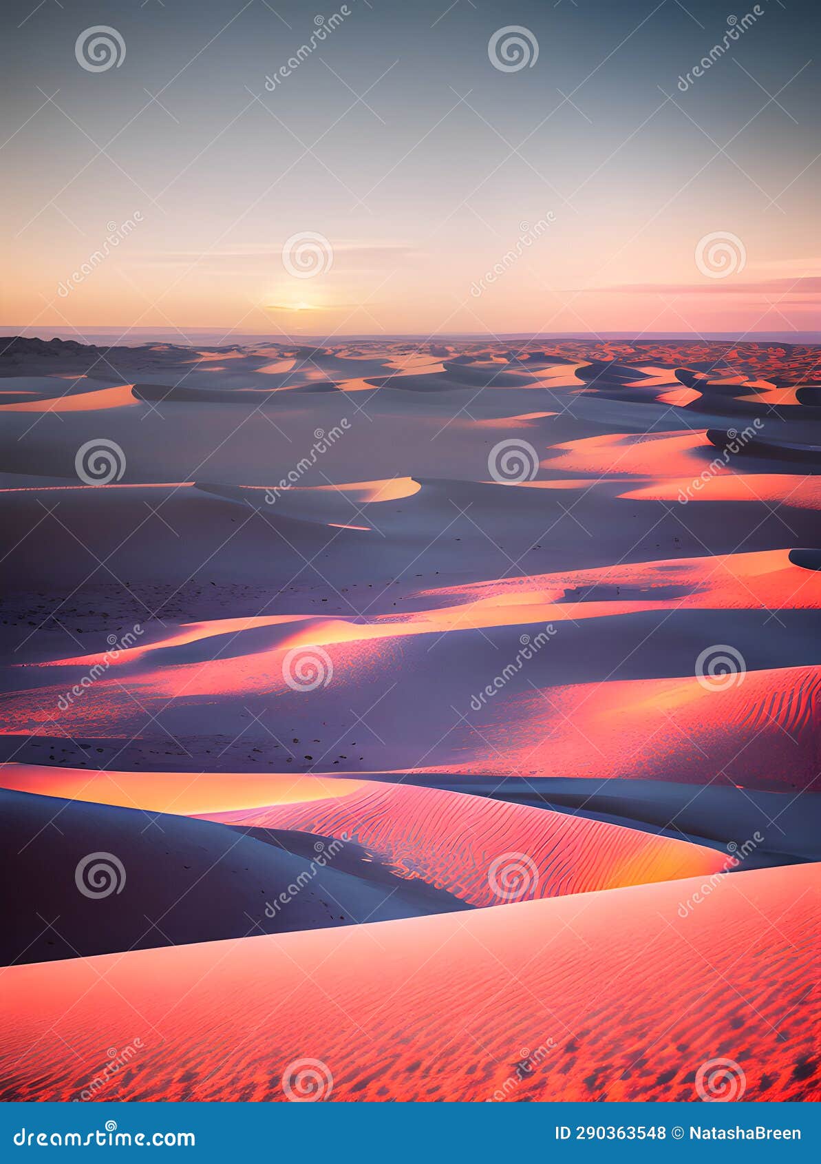 Winter Desert Flat with Pastel Sunset Cinematic. Stock Photo - Image of ...