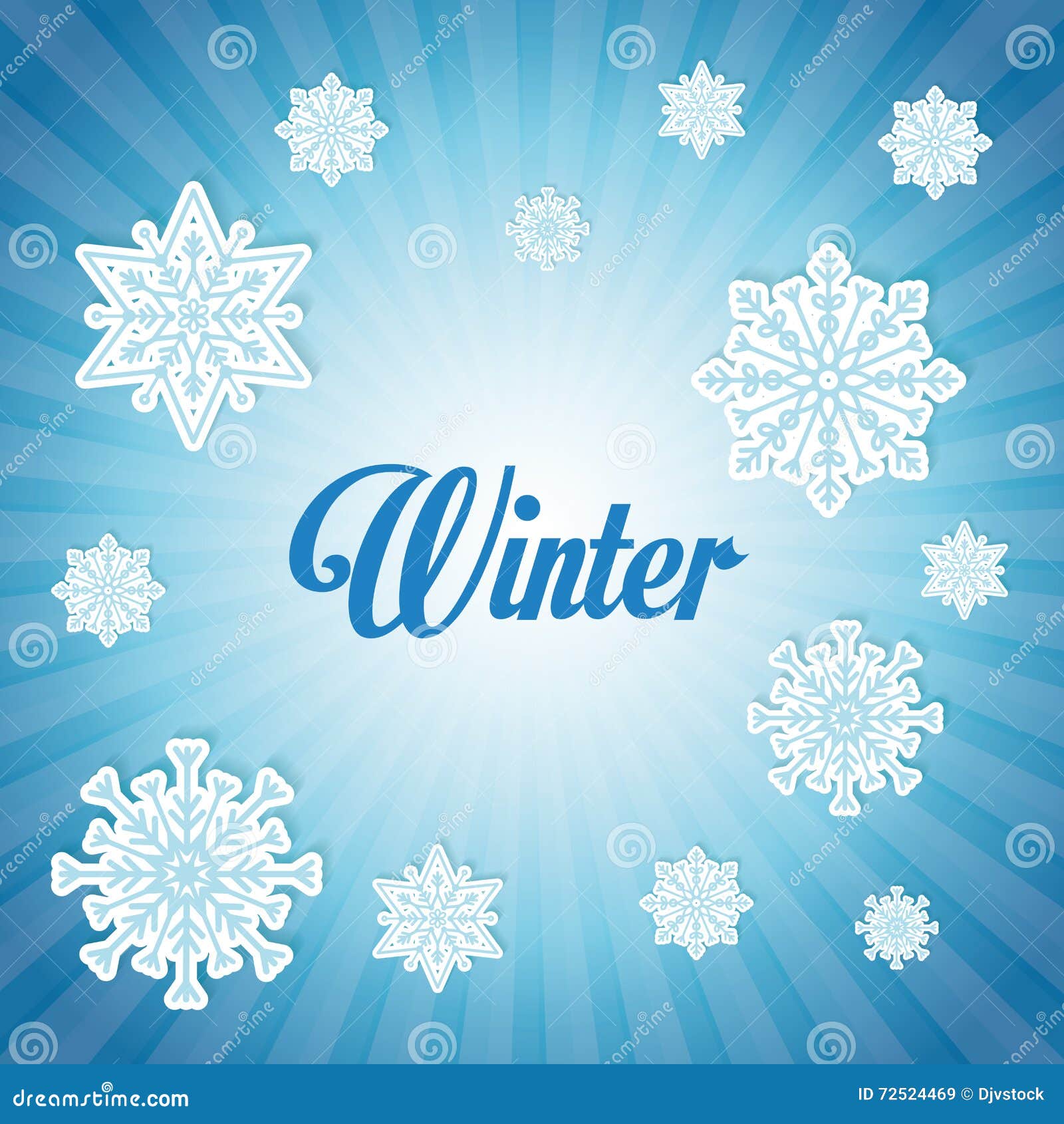 Winter Design. Blue Background. Flat Illustration Stock Vector ...