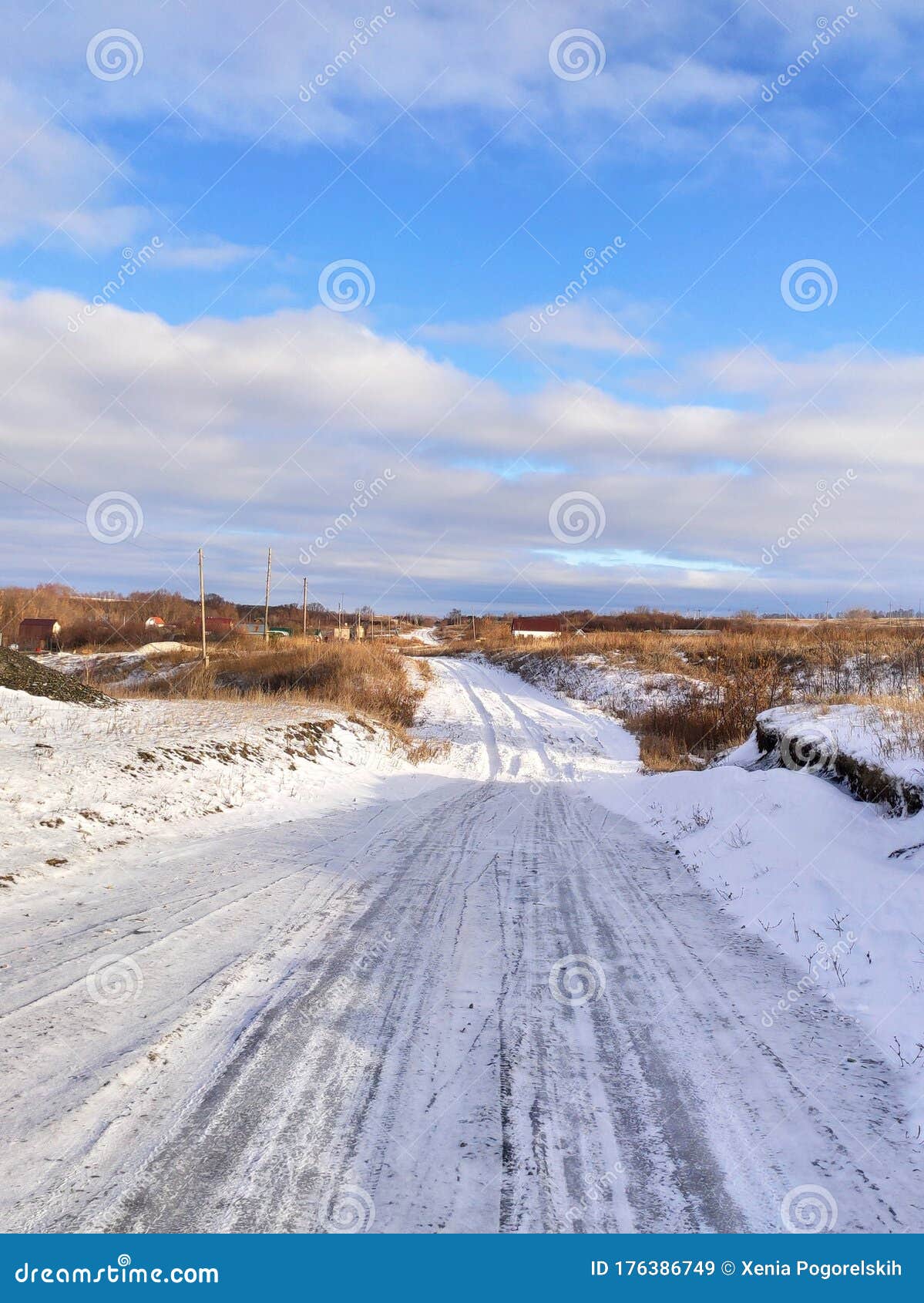 Winter Dirt Road in a Russian Village Stock Image - Image of dirt ...