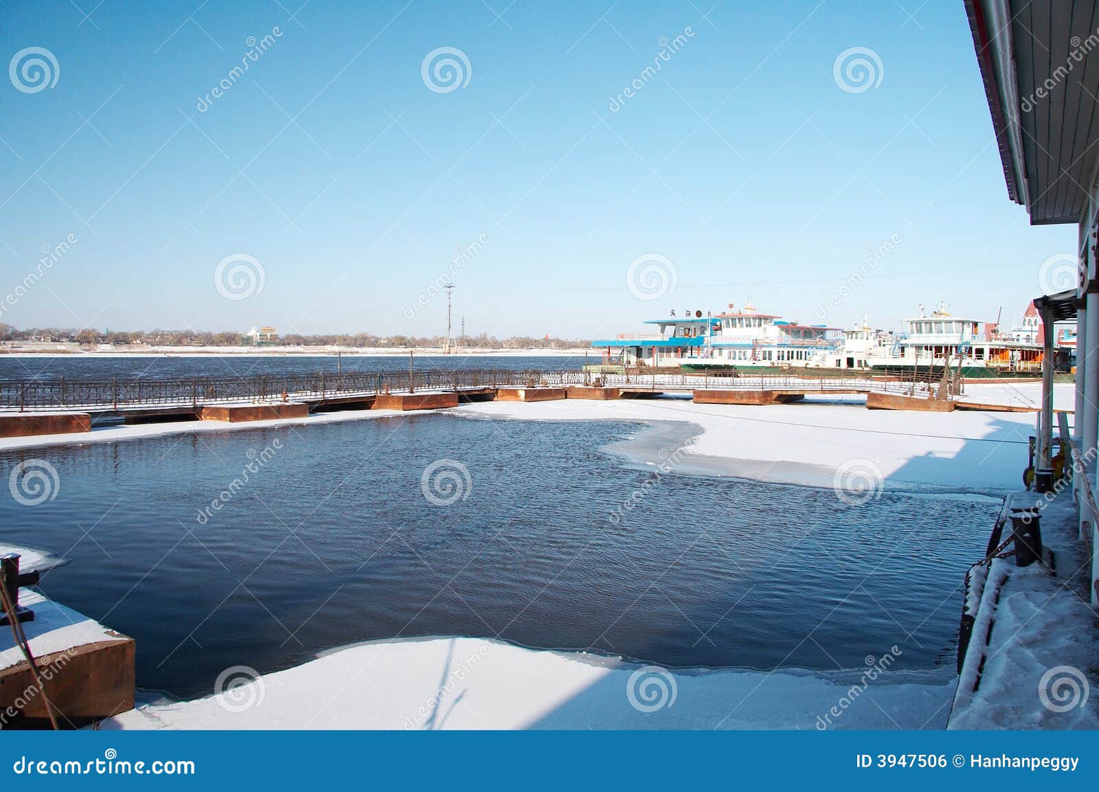 Winter dock stock photo. Image of perspective, cloudless - 3947506