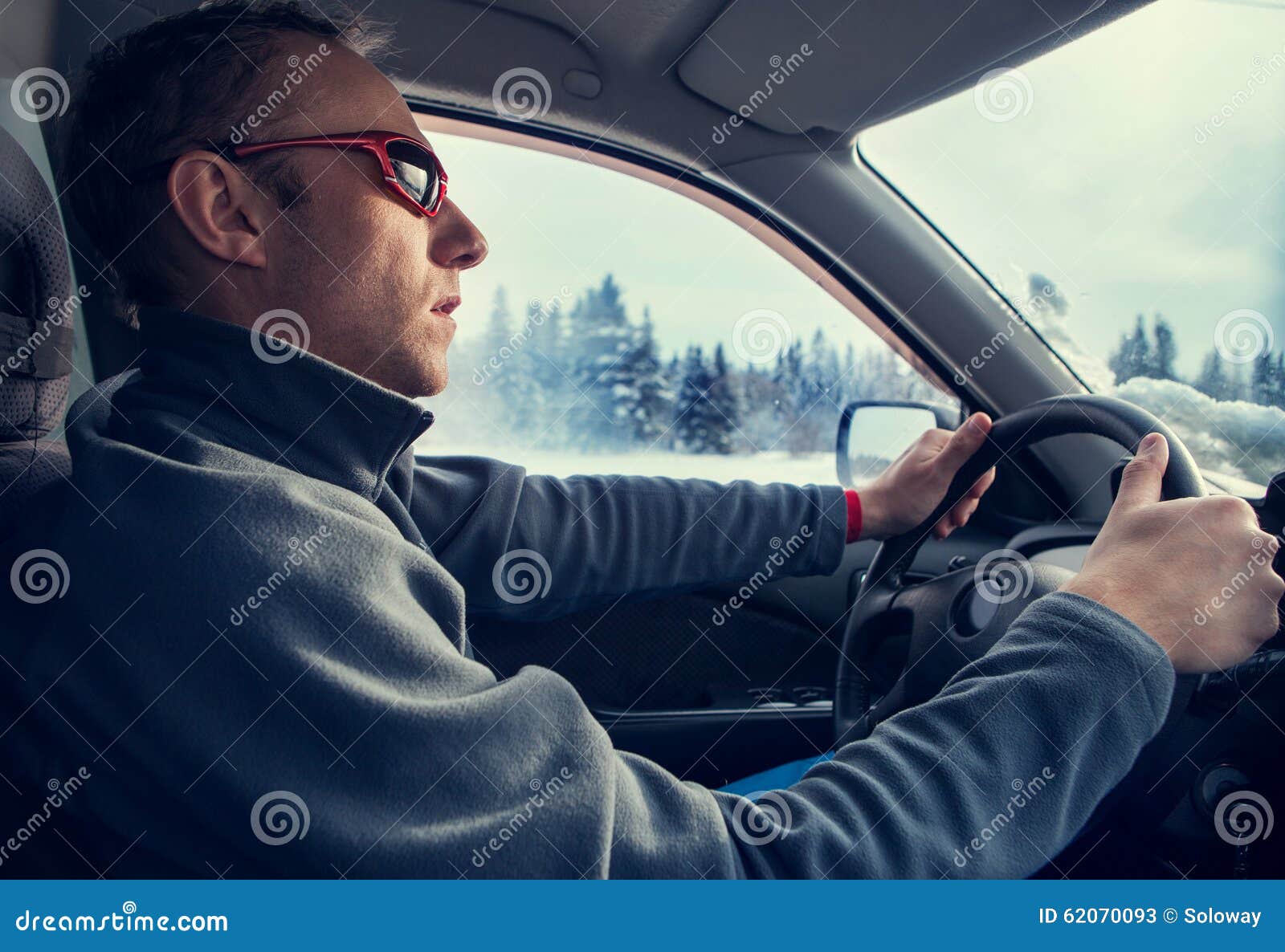 Winter Driver Inside Car View Stock Image - Image of face, landscape ...