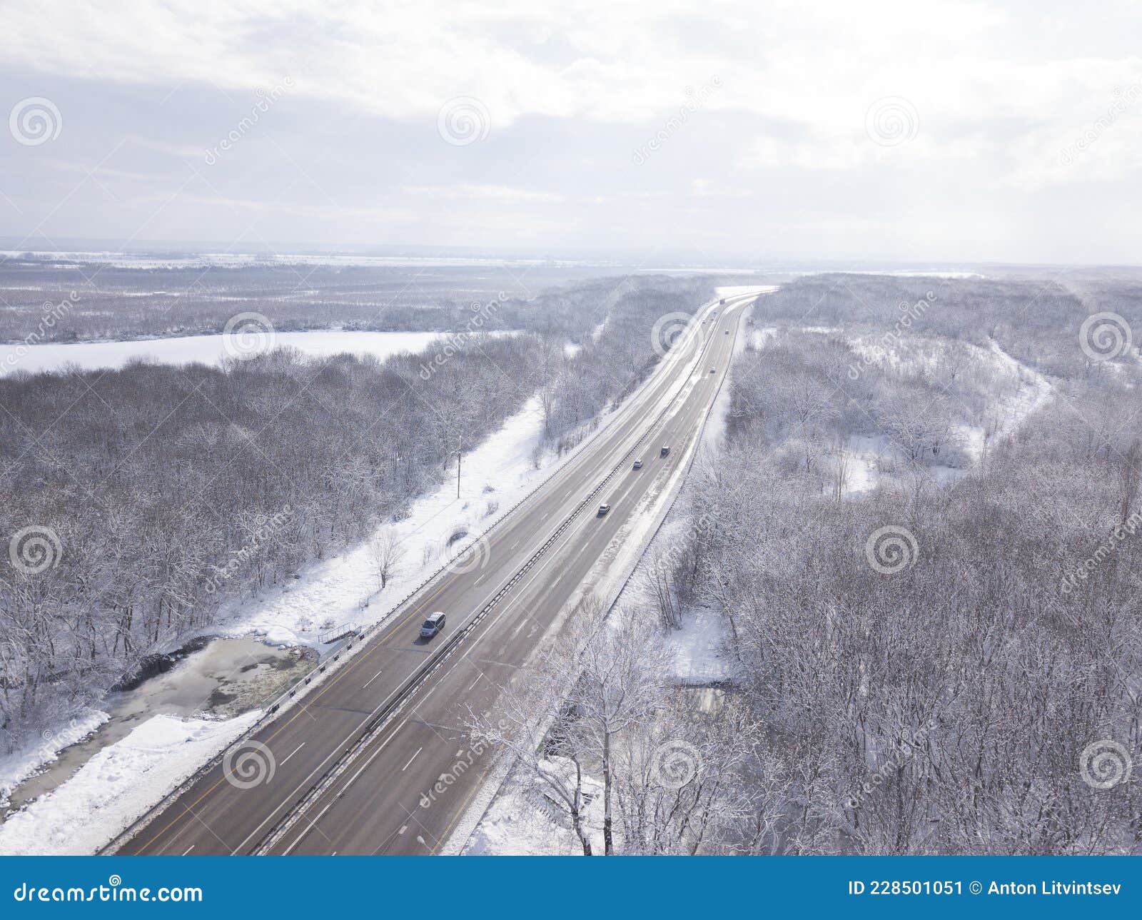 Winter Driving - Commuter Traffic on a Highway - Expressway Stock Image ...