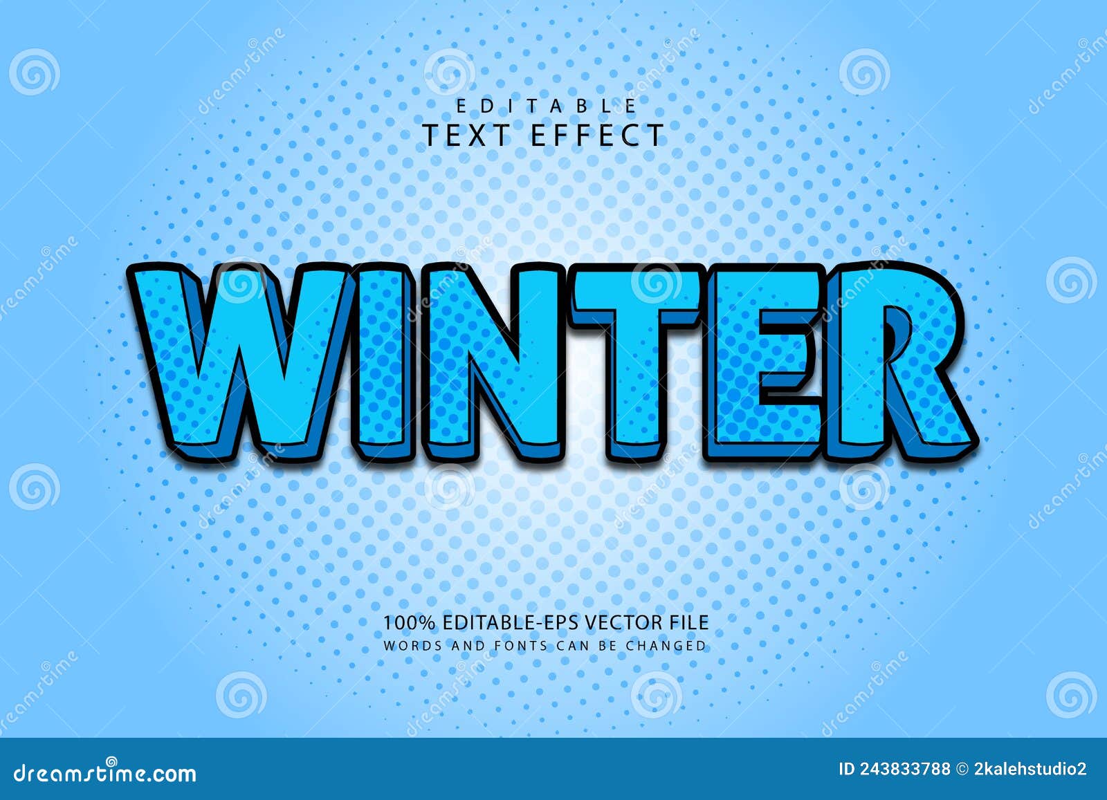 Winter Editable Text Effect 3 Dimension Comic Style Stock Vector ...