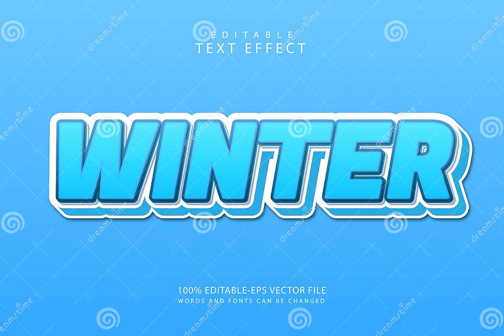 Winter Editable Text Effect 3 Dimension Emboss Cartoon Style Stock Vector - Illustration of ...
