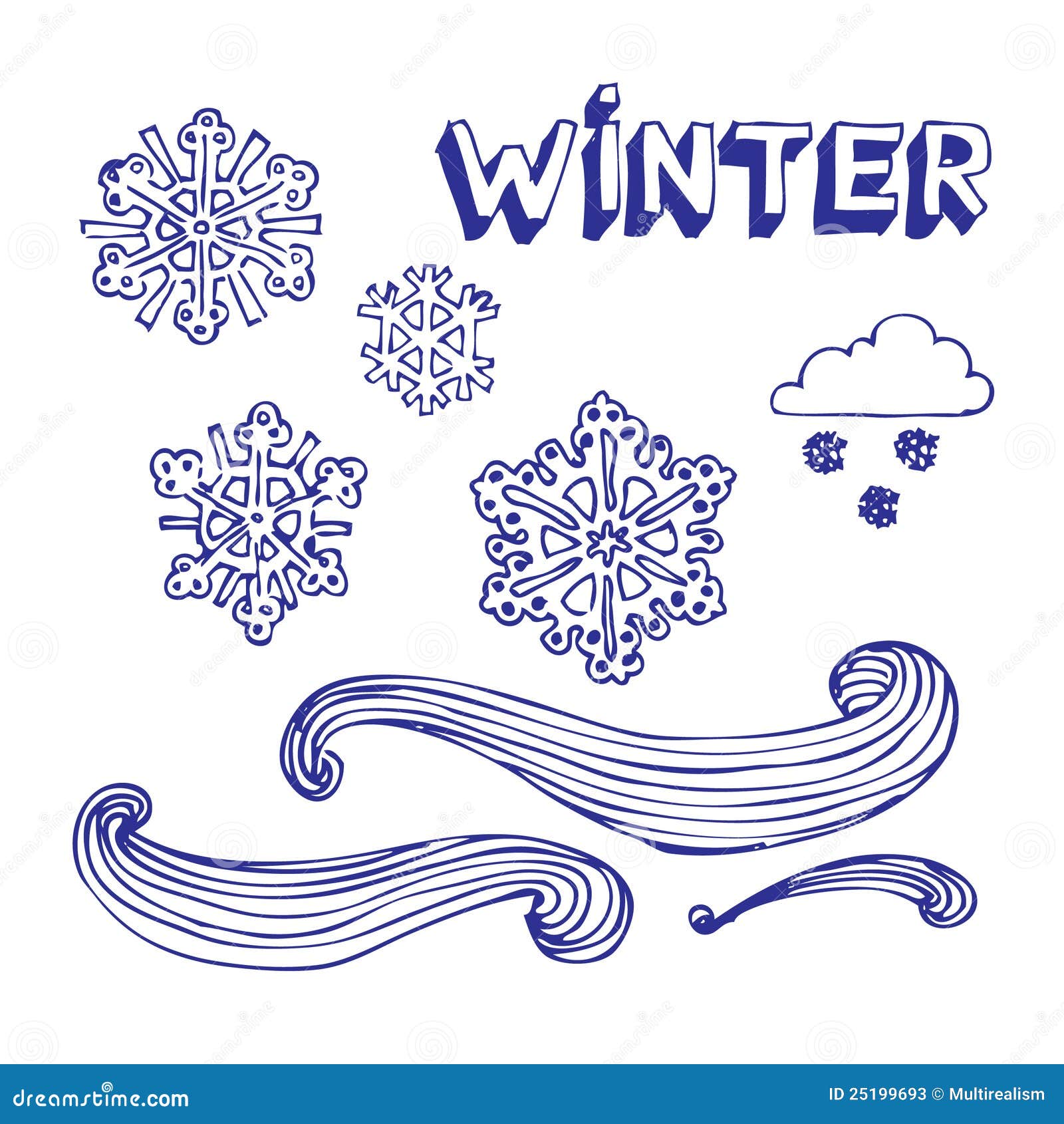 Winter elements set stock vector. Illustration of meteorology - 25199693