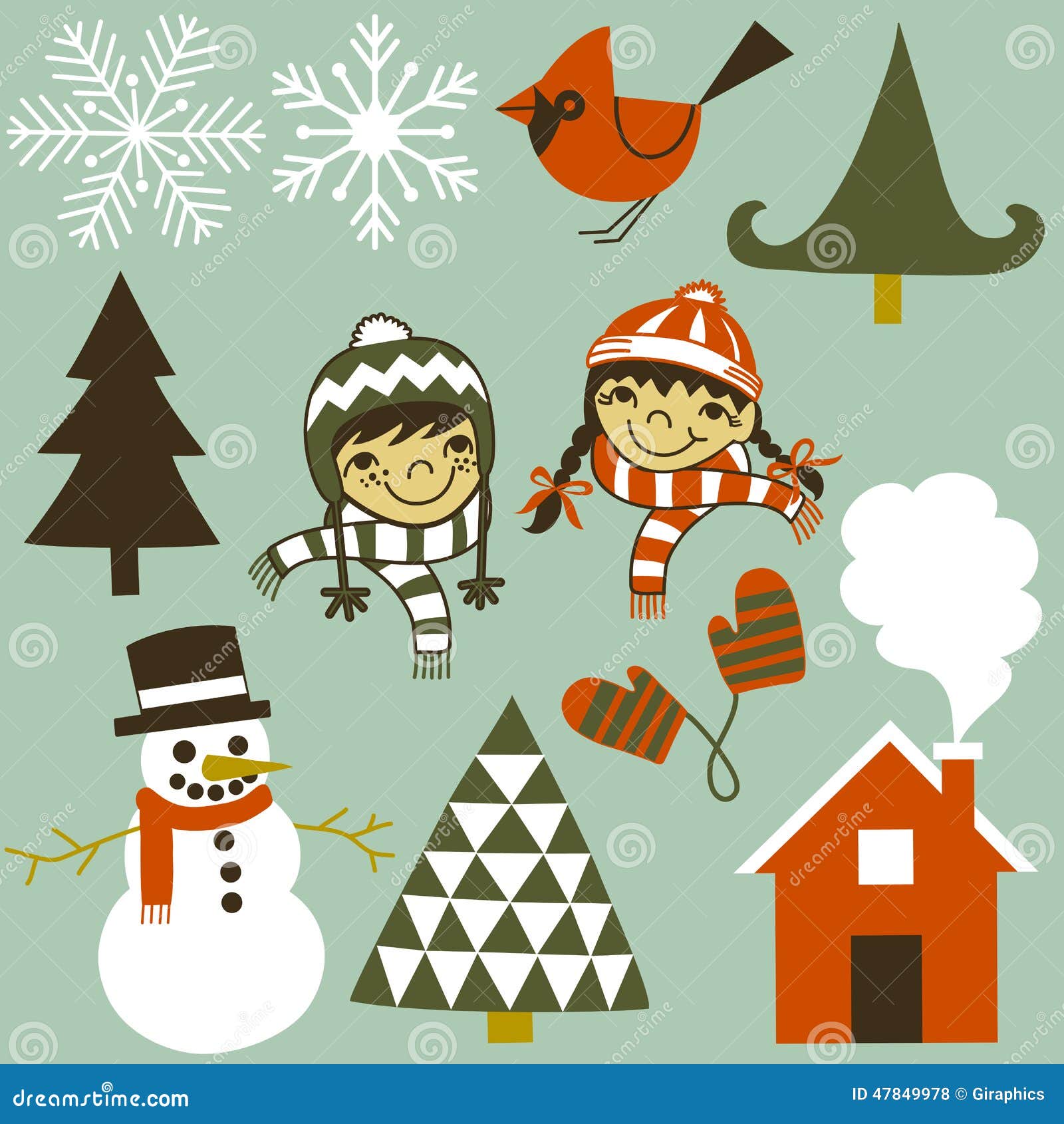 Winter Elements Set stock vector. Illustration of collection - 47849978